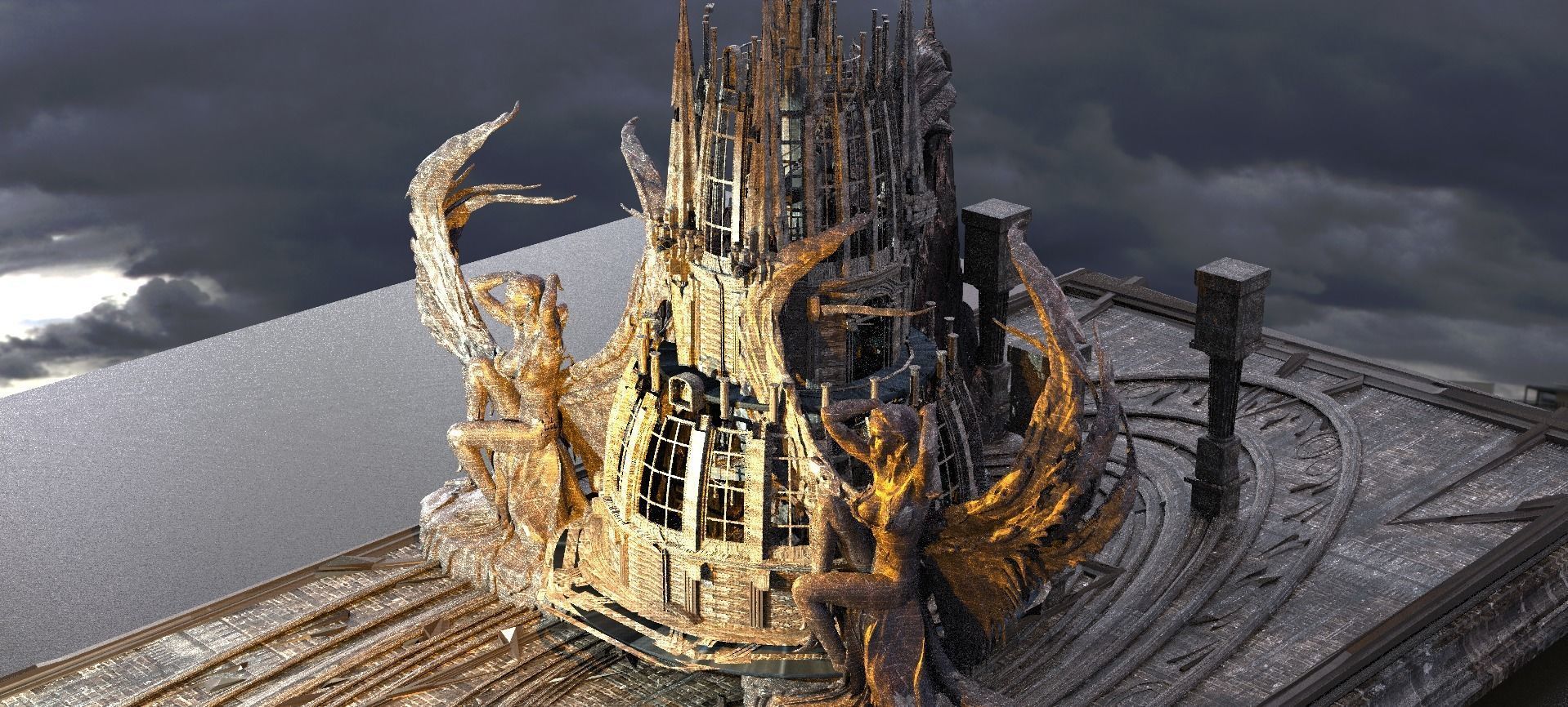 Dark Victorian Art Deco Castle Tower 3D model | CGTrader