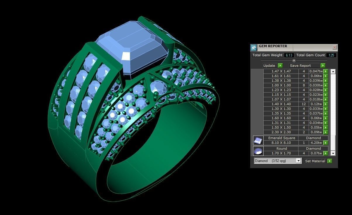 Diamond Man Ring WM1 53 3D model 3D printable | CGTrader