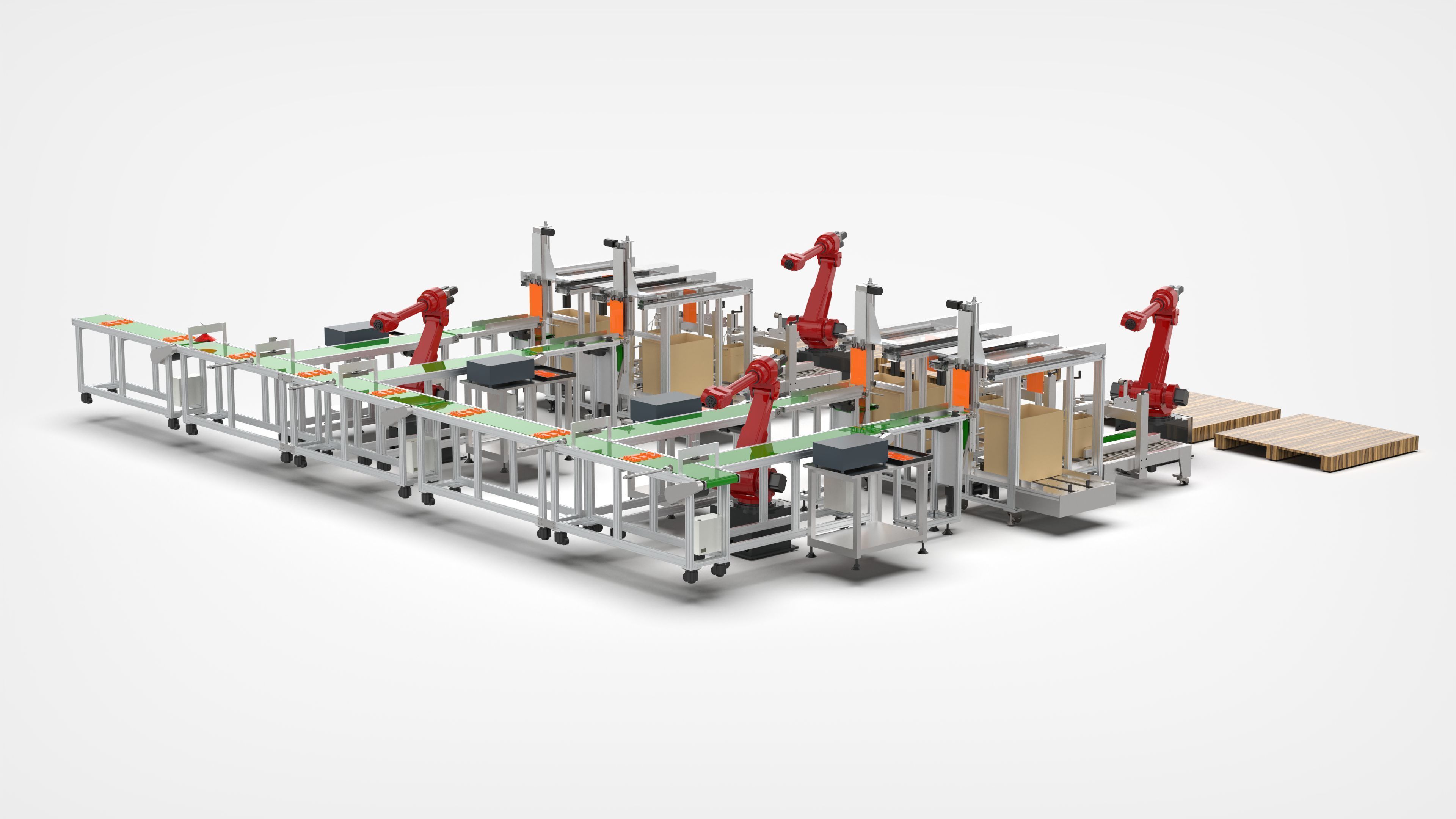Automatic Packaging Sorting and Stacking Line 3D model | CGTrader