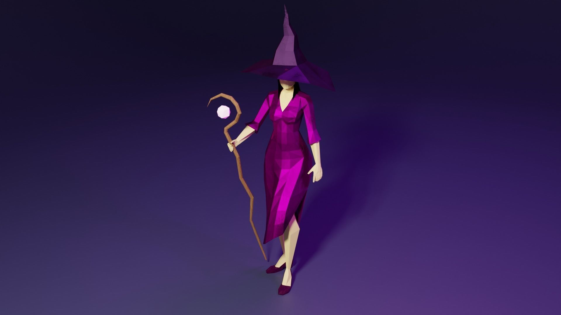 3D model Witch Sorcerer Enchantress Gameready Rigged VR / AR / low-poly ...