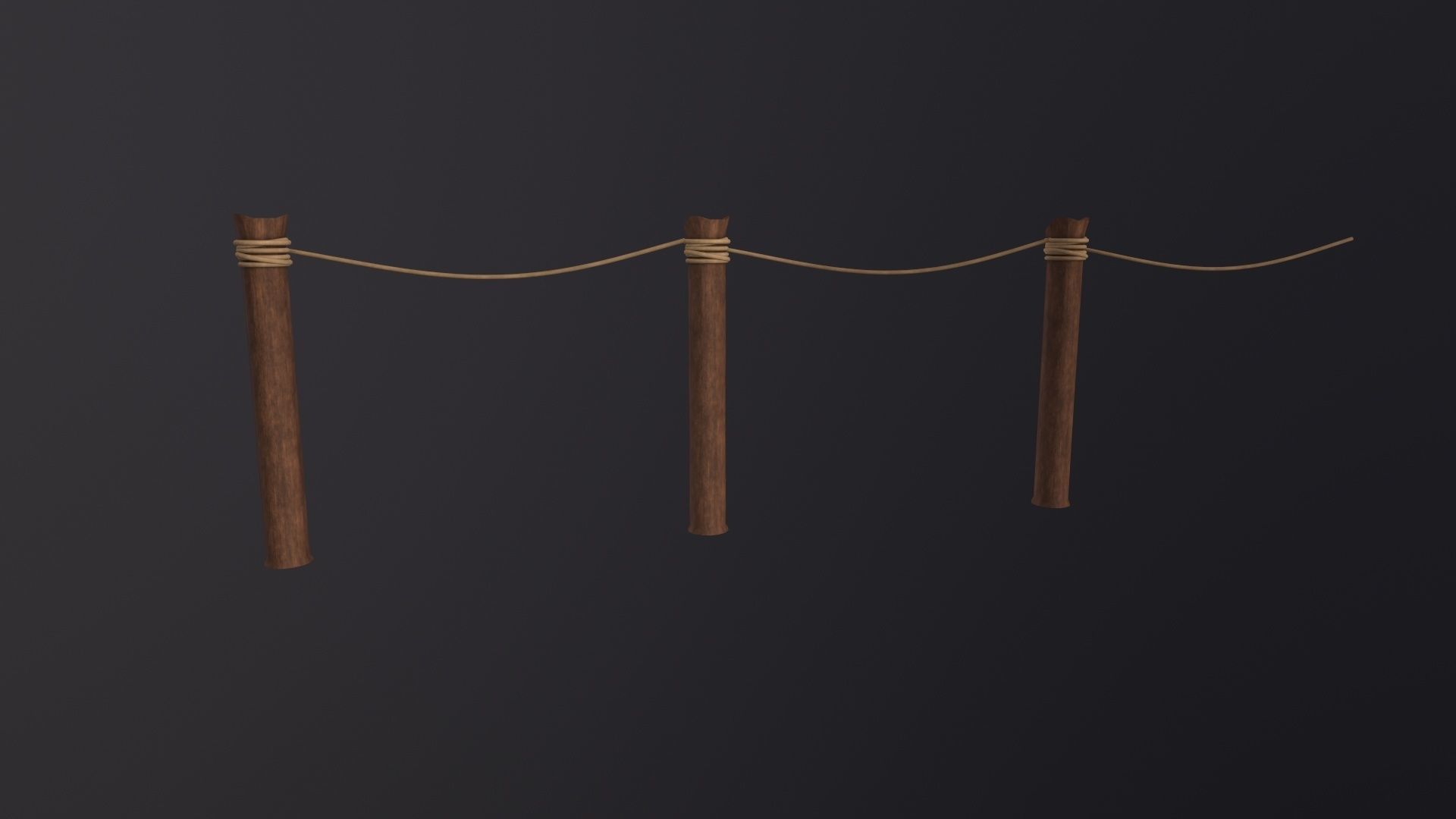 3D model Fence Segment Pole With Rope 3D Model VR / AR / low-poly ...