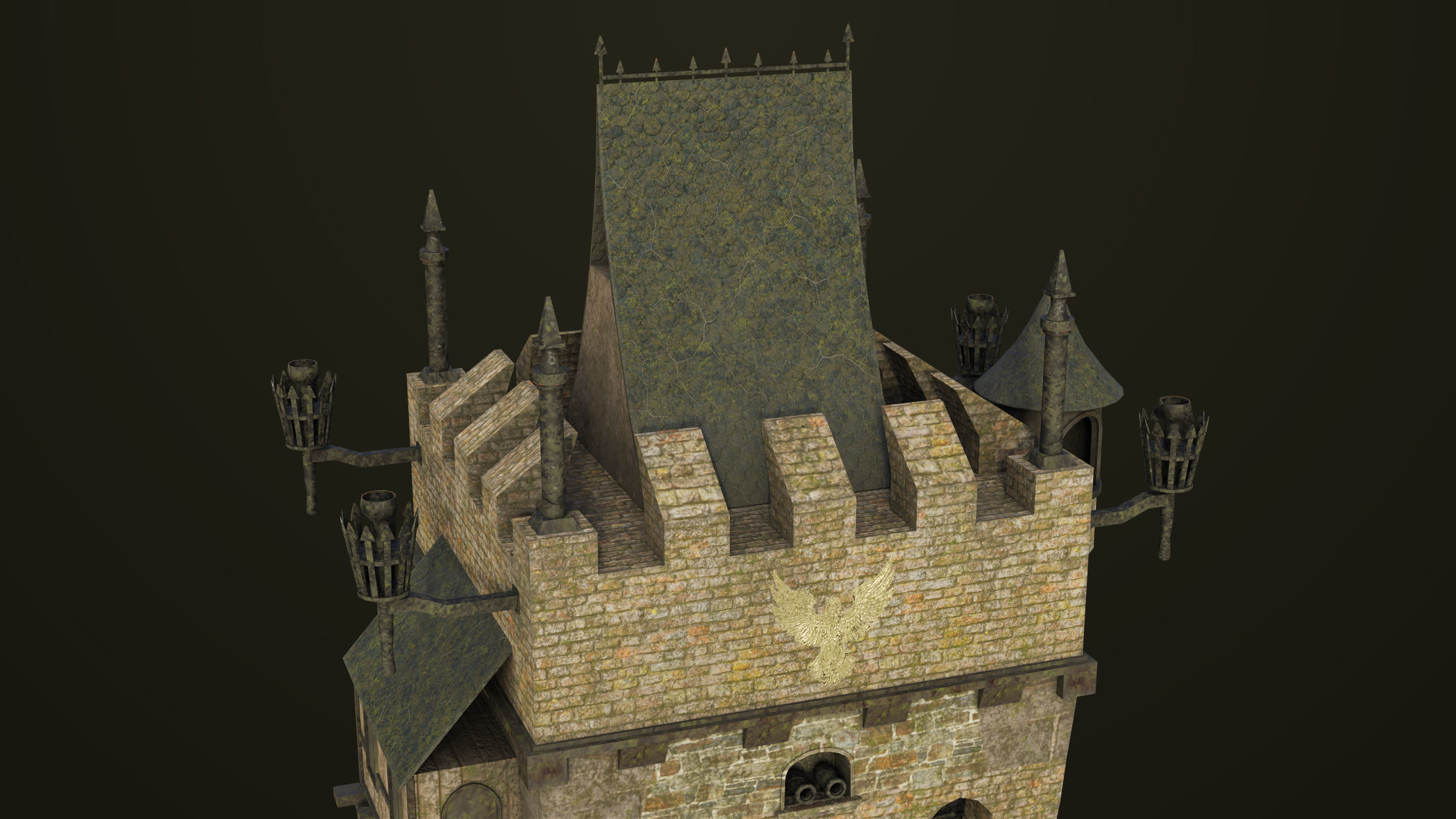 3D model Old Castle Watch Tower 01 All PBR Unity UE Textures Included ...