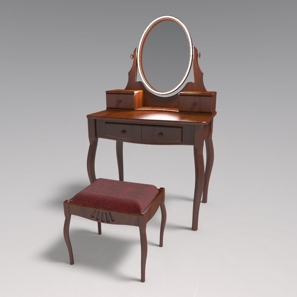 Dressing table with Led lighting and with a chair 3D model | CGTrader