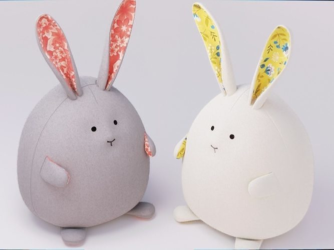 Fabric toys grey and white bunny 3D model rigged | CGTrader