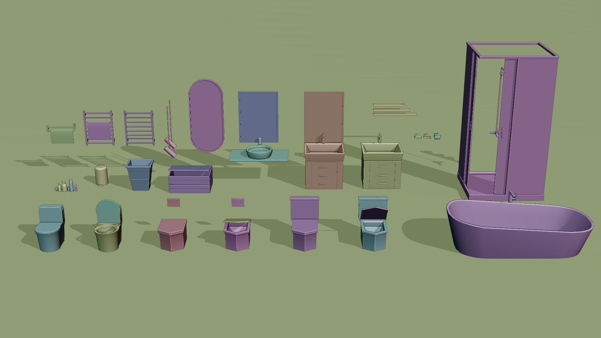 3D model Low Poly Bathroom Assets VR / AR / low-poly | CGTrader