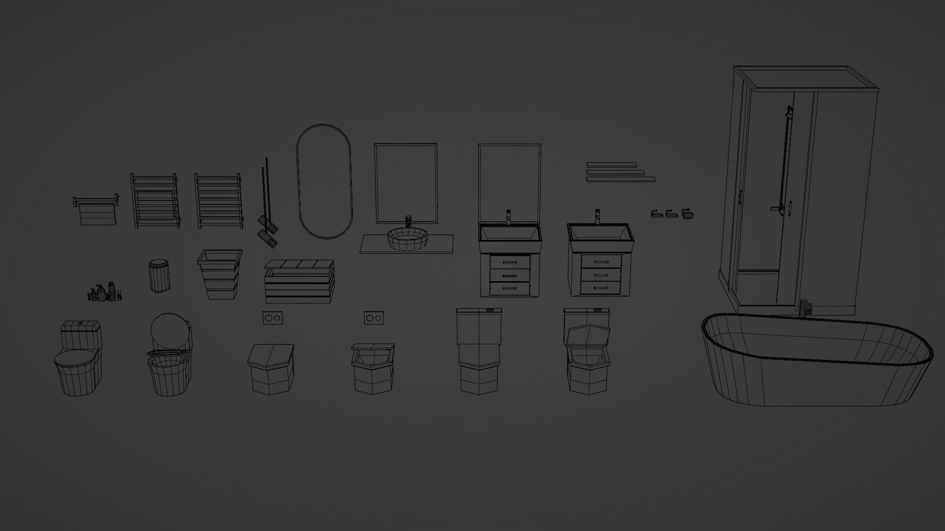 3D model Low Poly Bathroom Assets VR / AR / low-poly | CGTrader