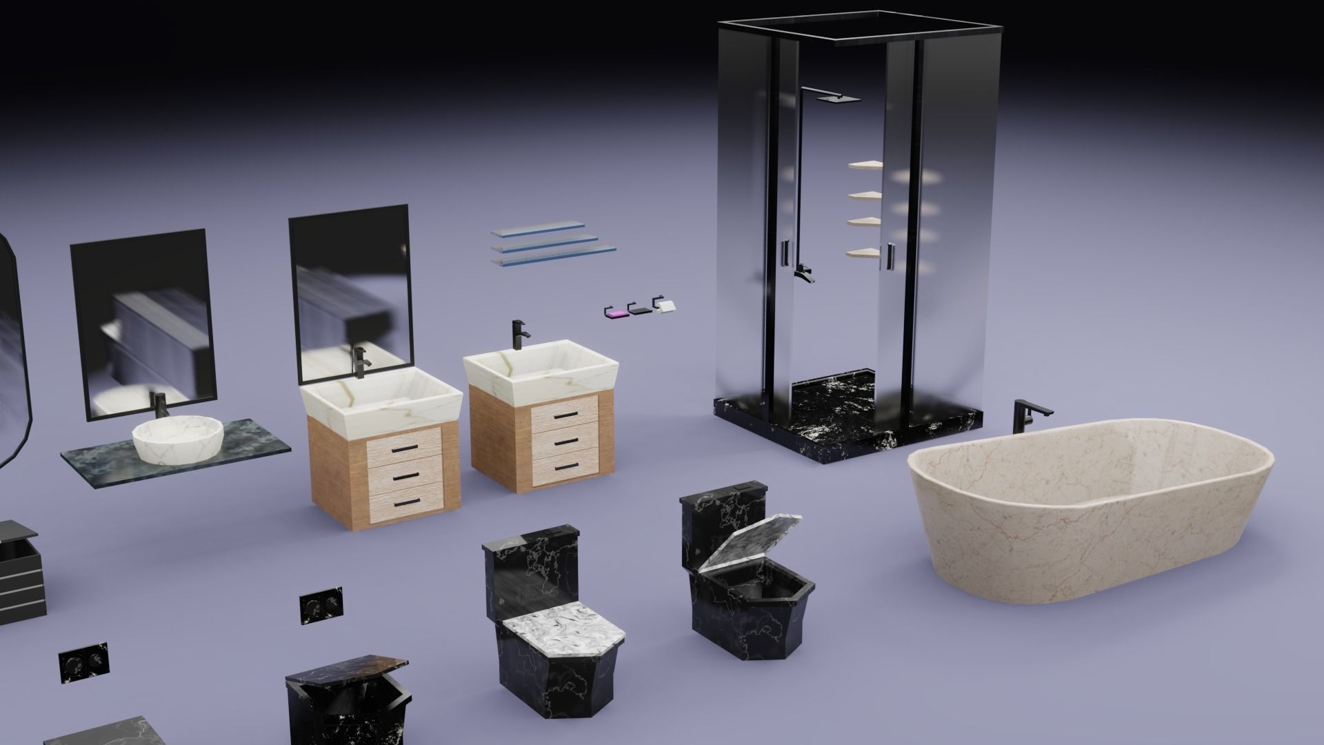 3D model Low Poly Bathroom Assets VR / AR / low-poly | CGTrader