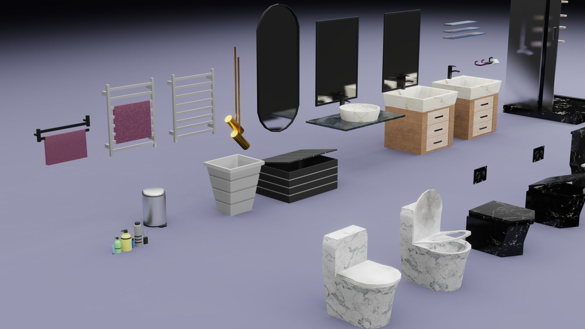 3D model Low Poly Bathroom Assets VR / AR / low-poly | CGTrader