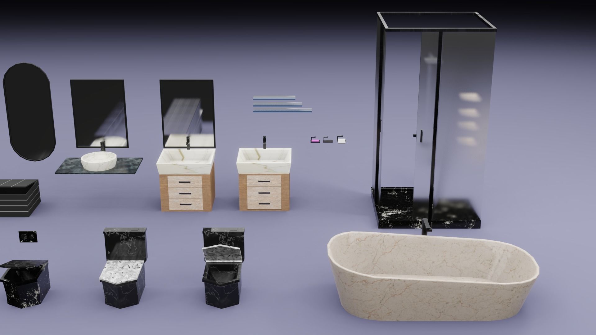 3D model Low Poly Bathroom Assets VR / AR / low-poly | CGTrader