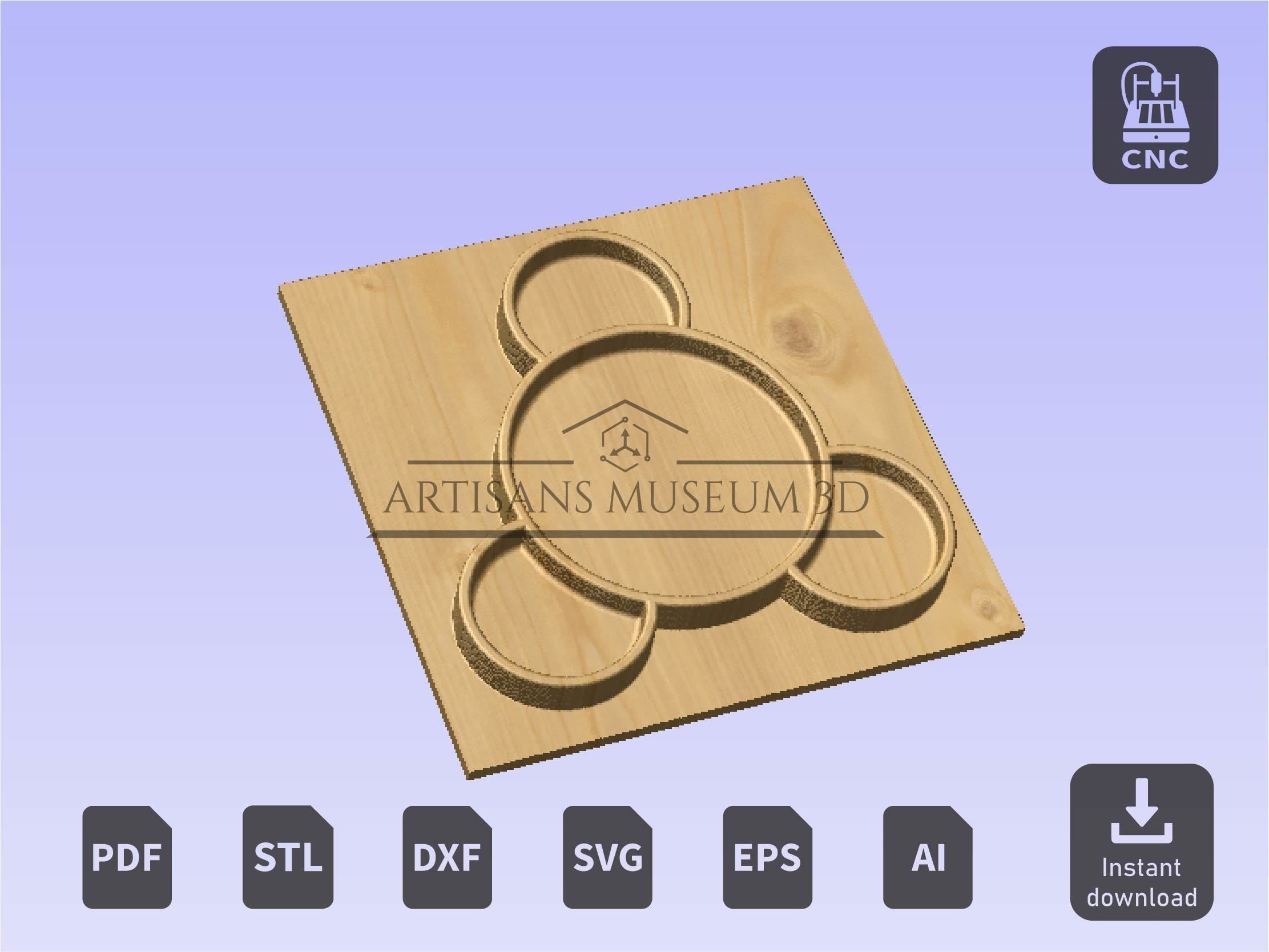 Round Tray V3 Files for CNC and 3D Printer Printing DXF STL 3D model 3D ...