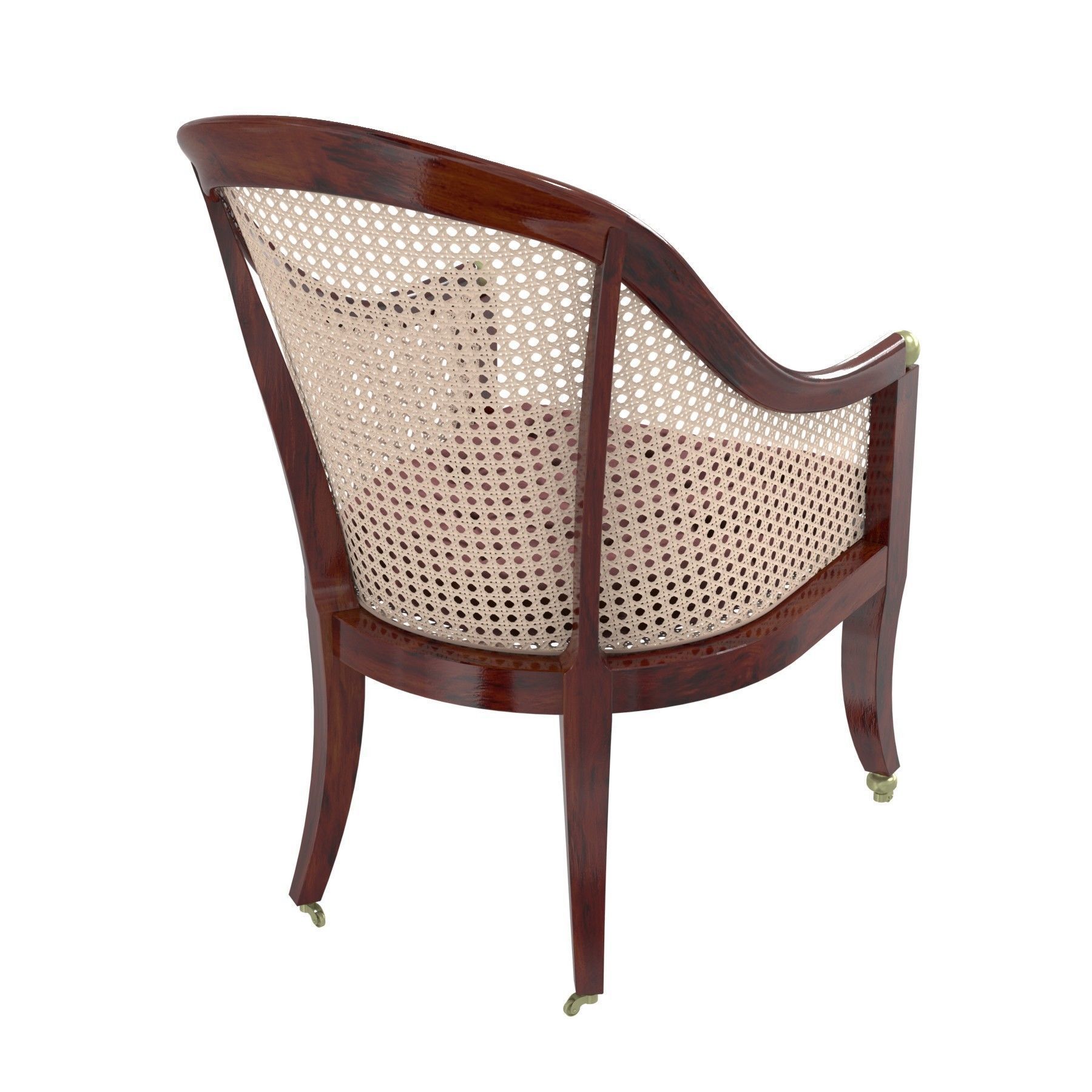 19th Century British Colonial Mahogany Barrel Back Cane Chair 3D model ...