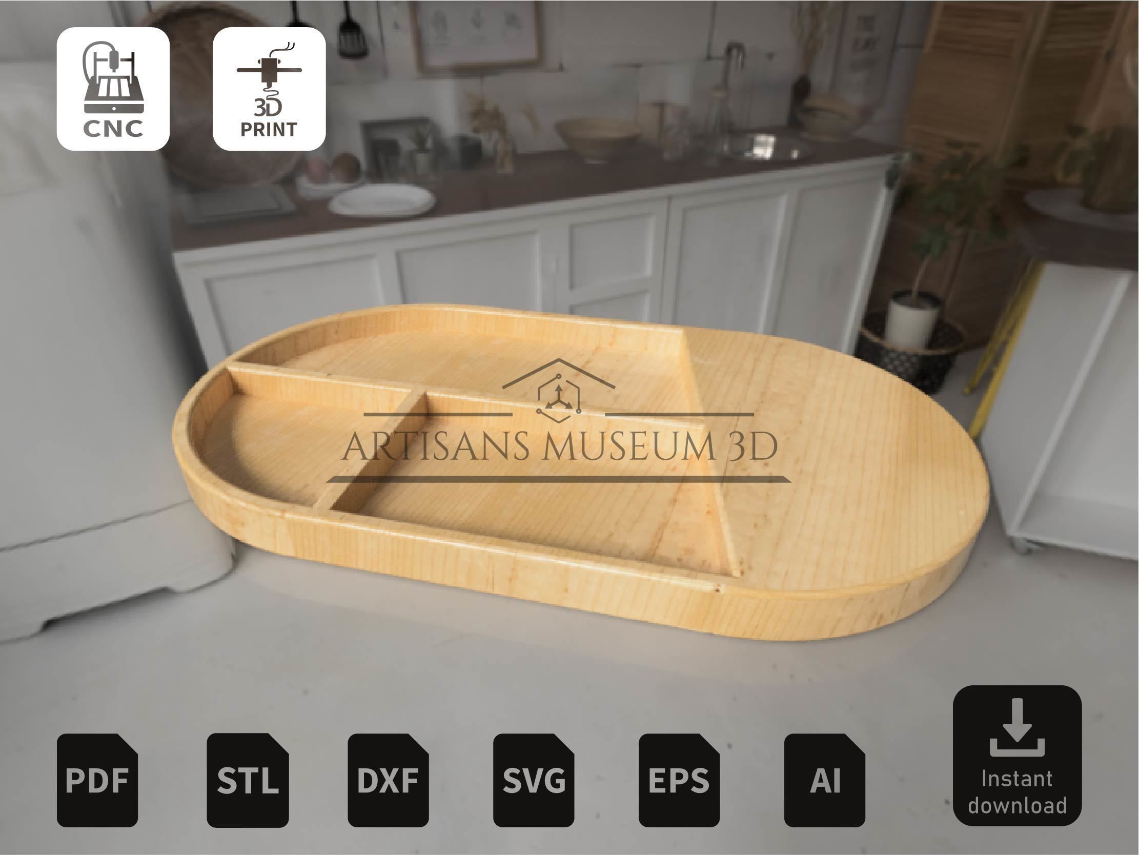 Free Serving tray V3 Files for CNC and 3D Printer DXF STL free 3D model ...
