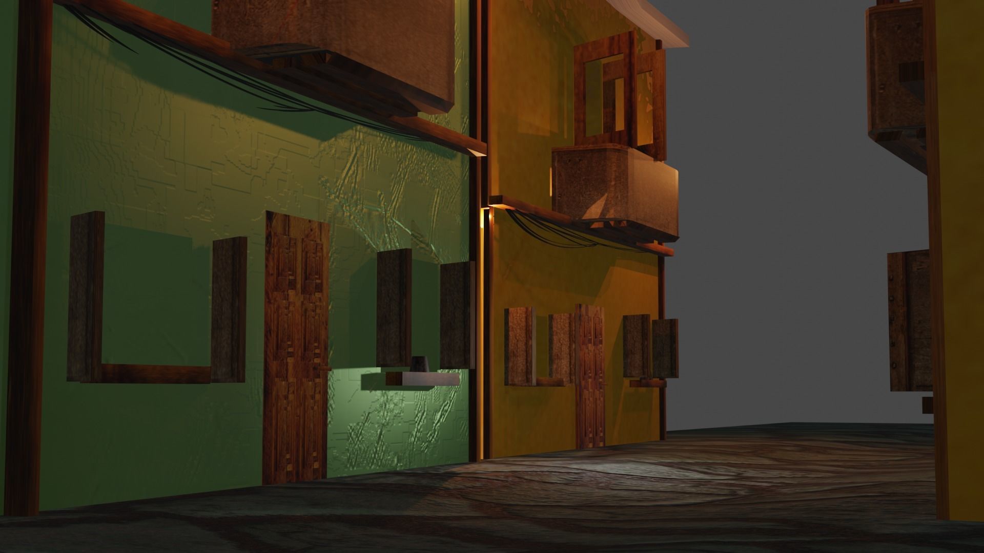 low-poly psx urban mexican houses 3D model | CGTrader