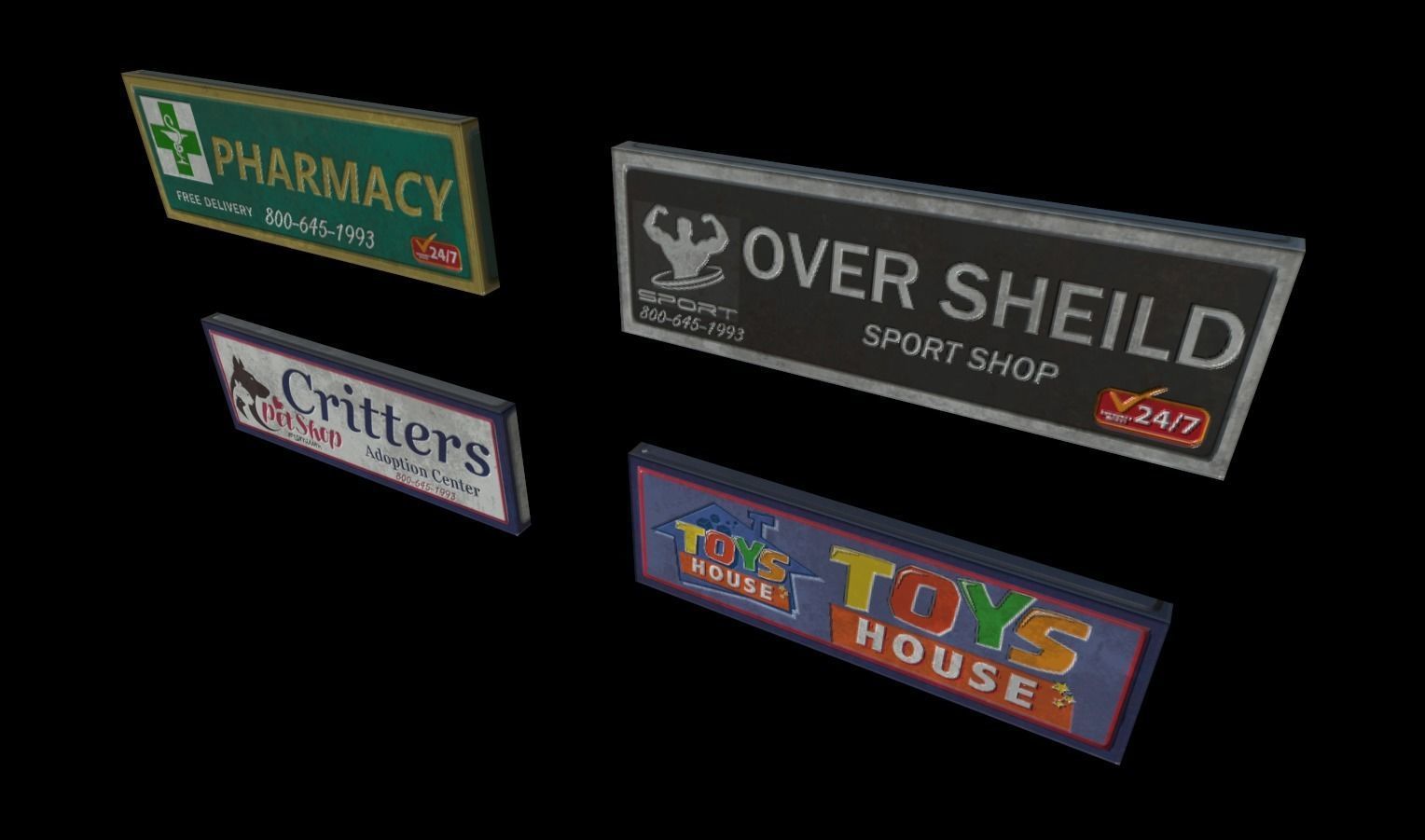 3D model Shop Signs Pack VR / AR / low-poly | CGTrader