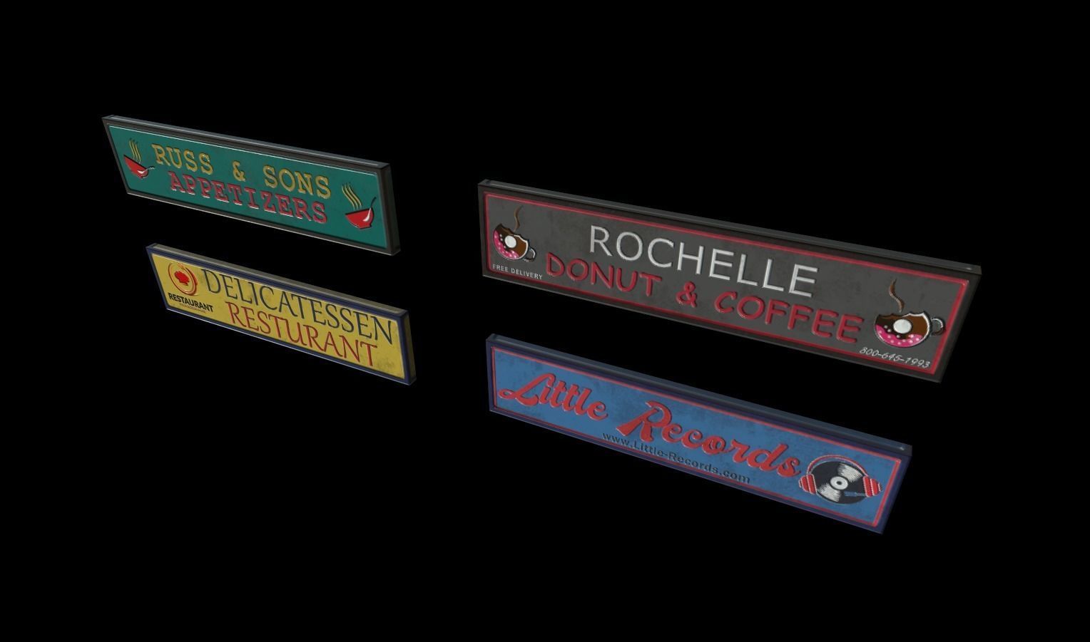 3D model Shop Signs Pack VR / AR / low-poly | CGTrader