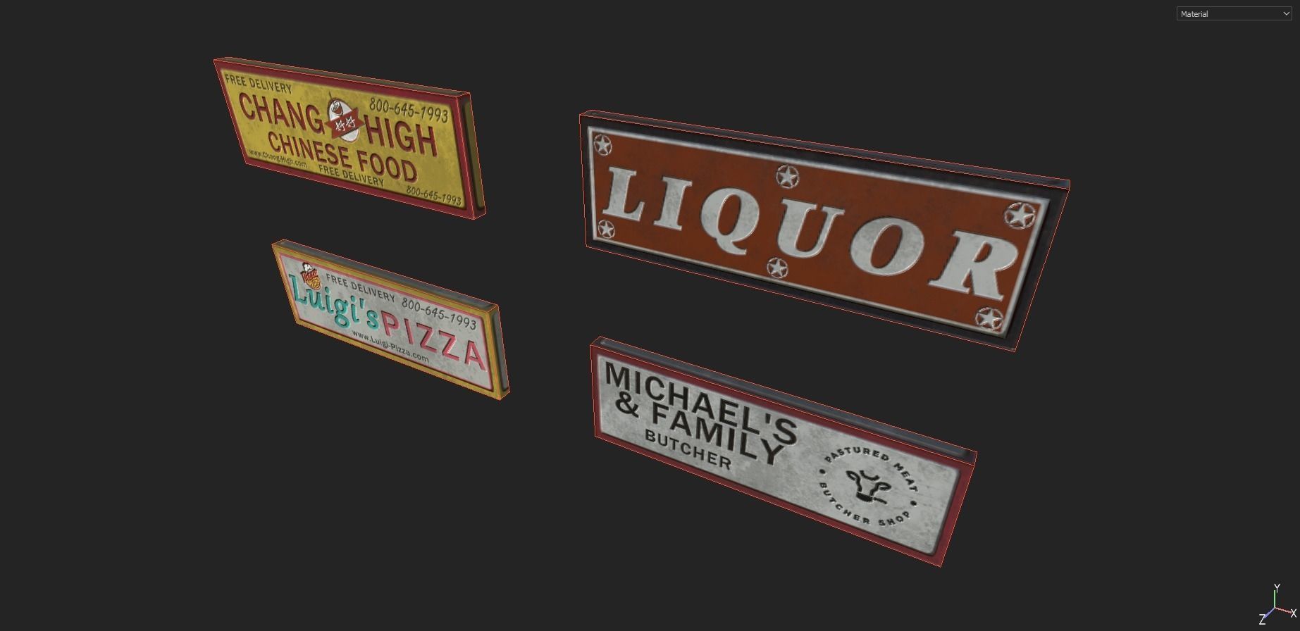 3D model Shop Signs Pack VR / AR / low-poly | CGTrader