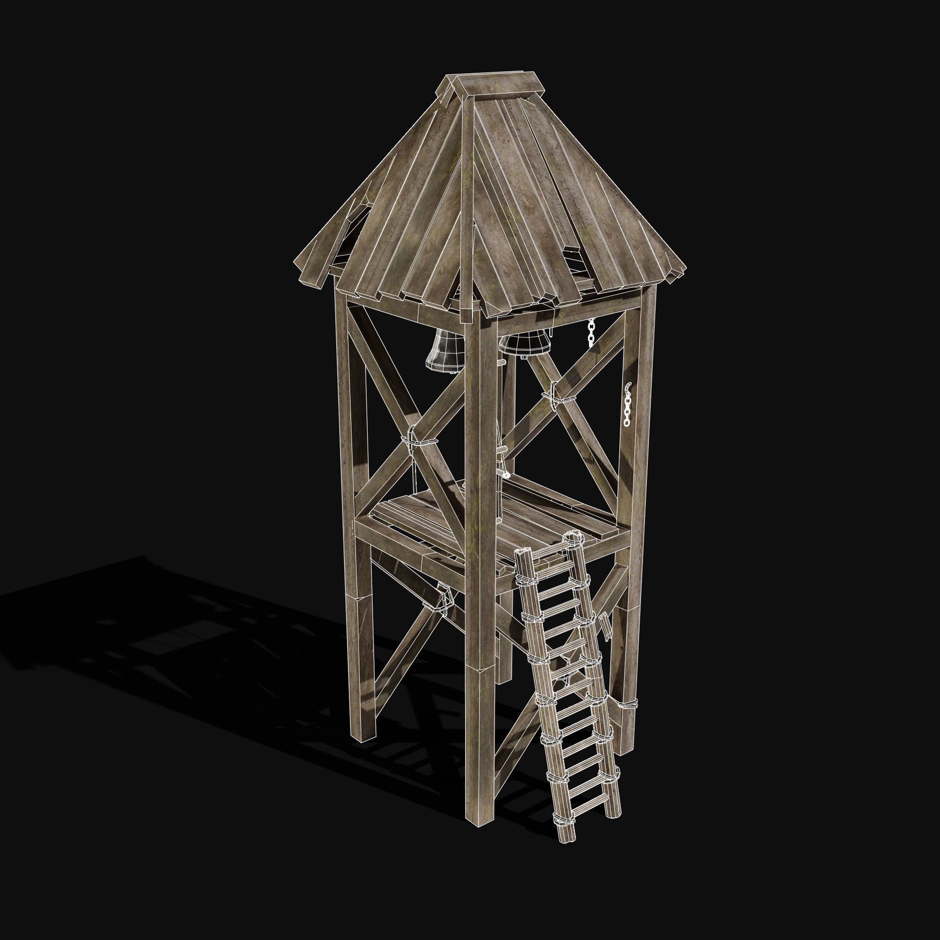 3D model ALARM BELL TOWER CAMP ALERT MILITARY SIGNAL BANDIT COLLECTION ...