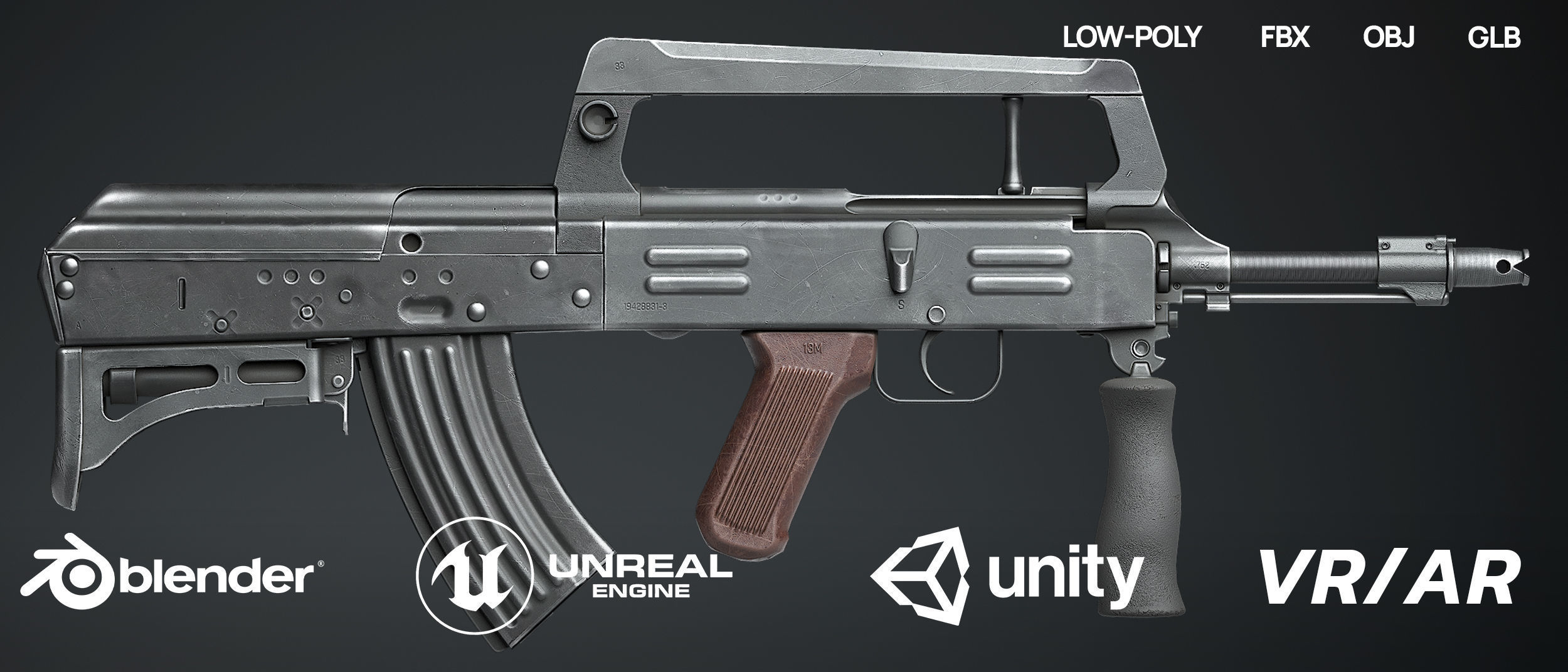 3D model Norinco Type 86s - AK47-type bullpup - assault rifle VR / AR ...