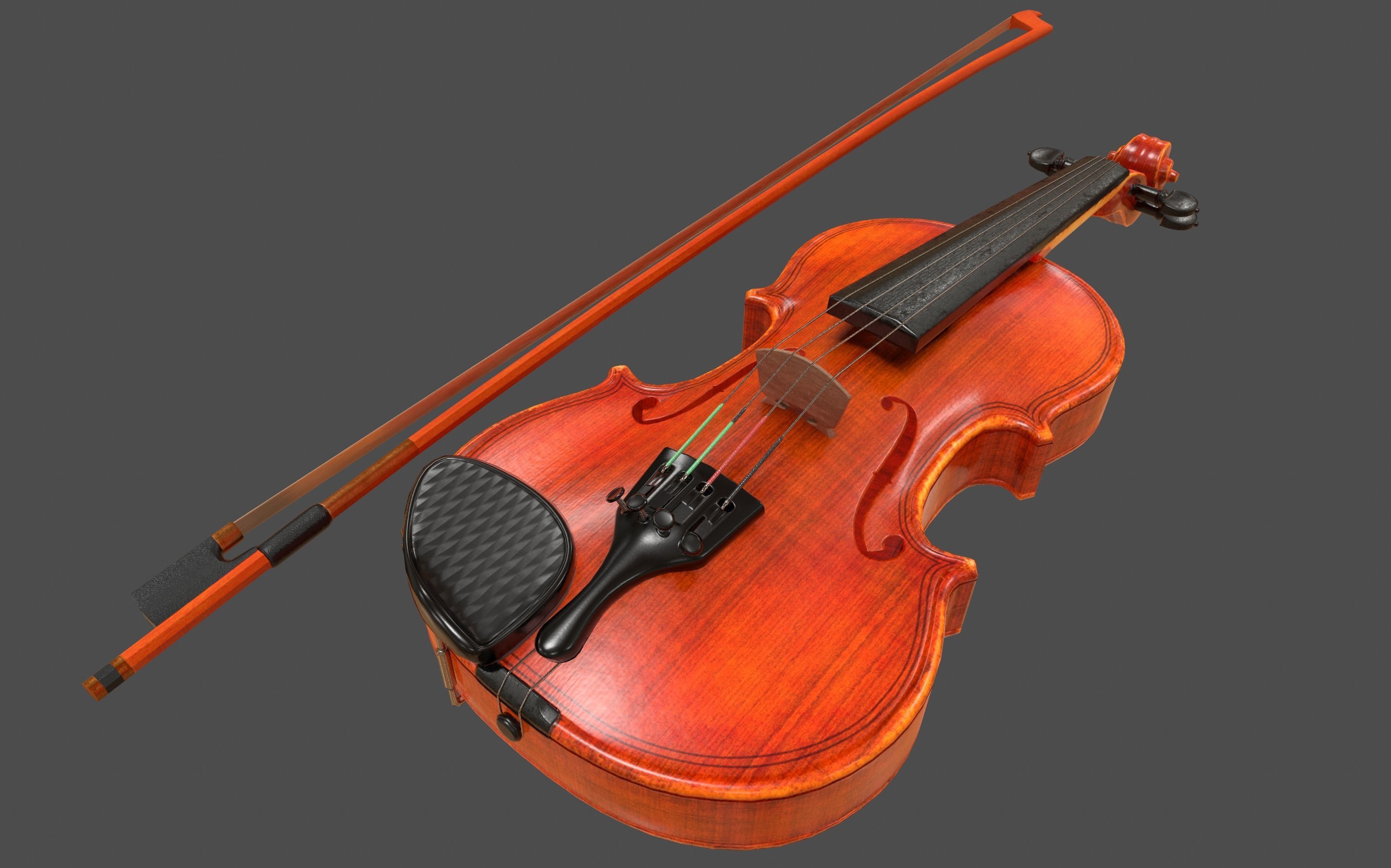 3D model Violin and Bow - Low Poly VR / AR / low-poly | CGTrader