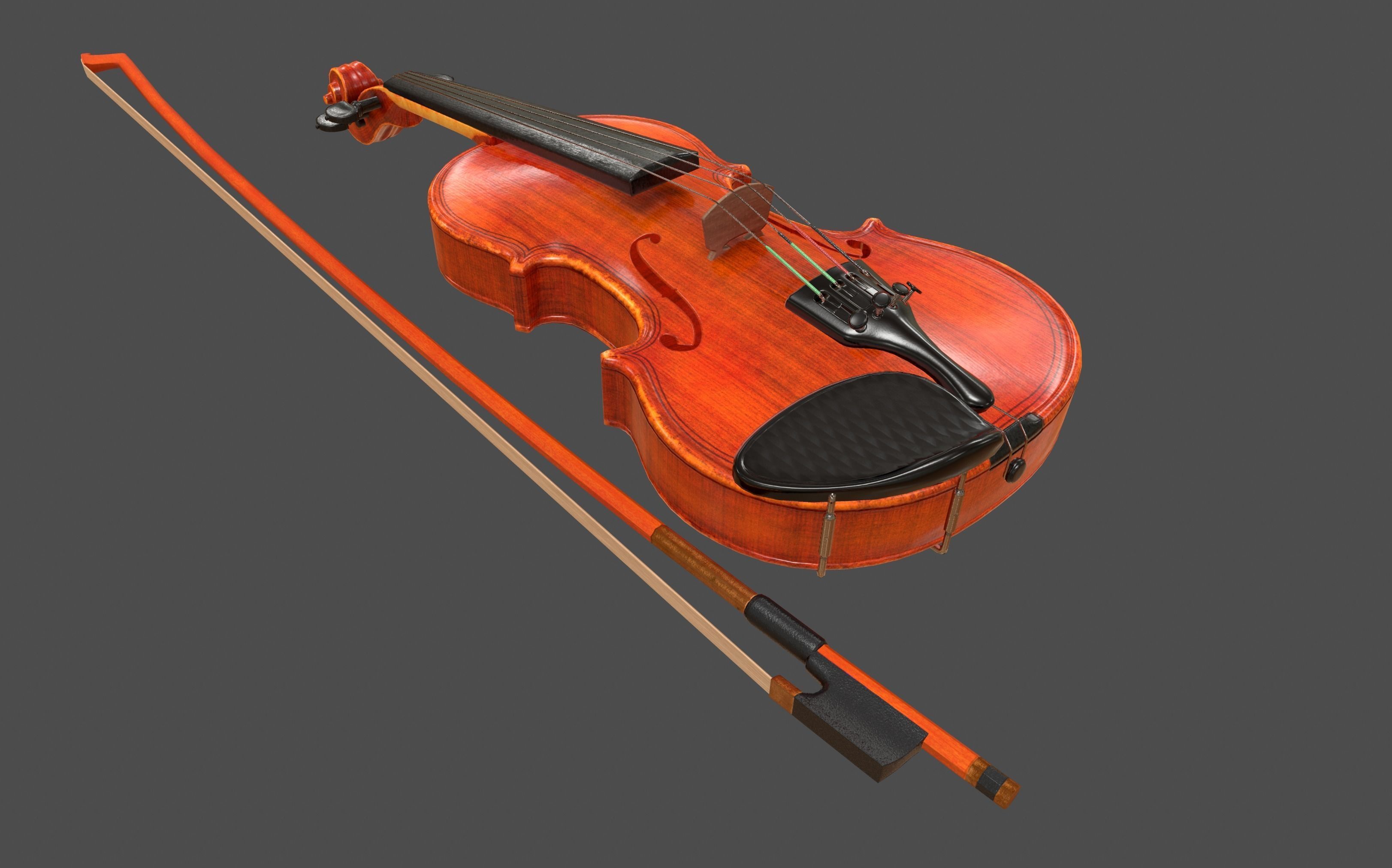 3D model Violin and Bow - Low Poly VR / AR / low-poly | CGTrader