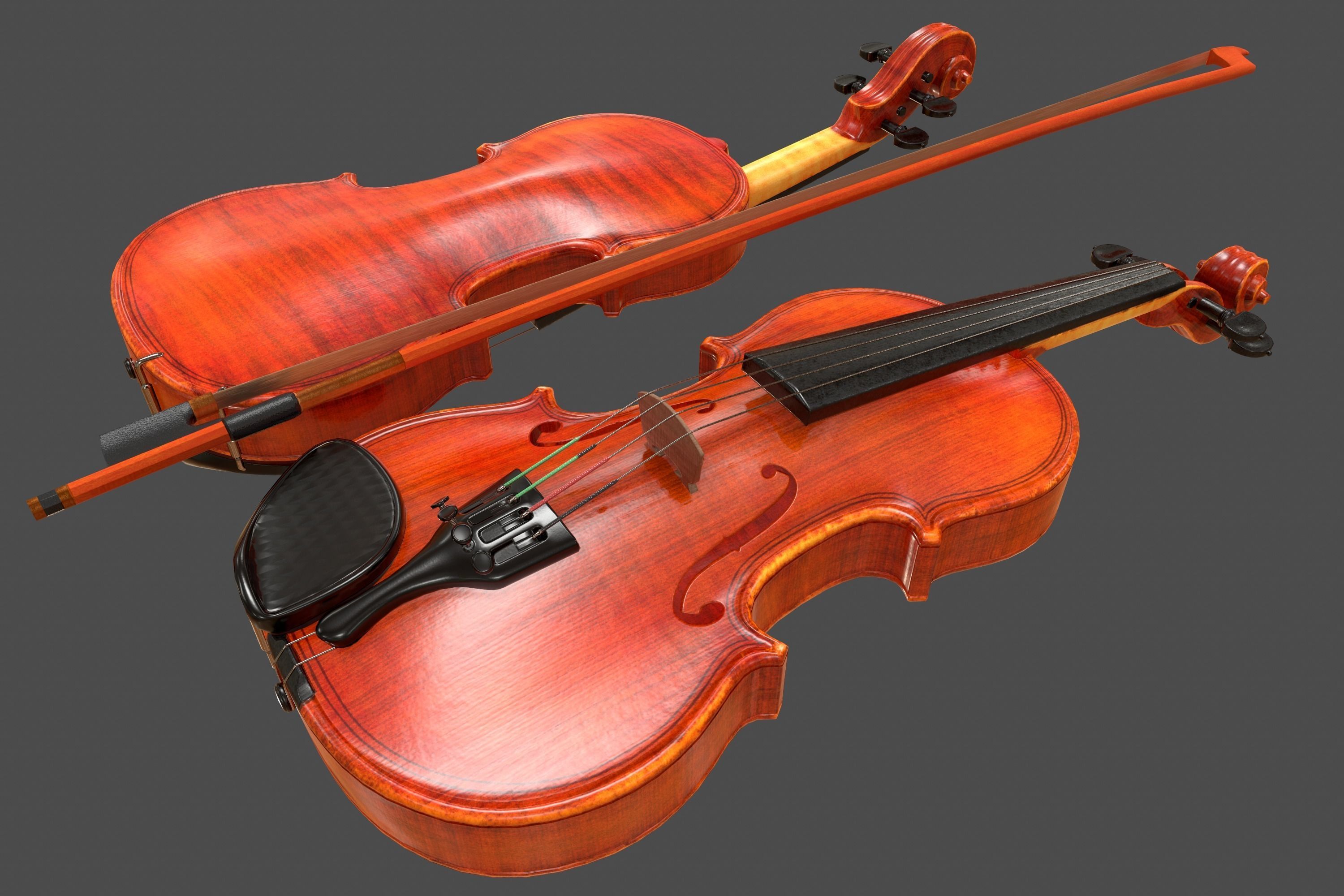 3D model Violin and Bow - Low Poly VR / AR / low-poly | CGTrader