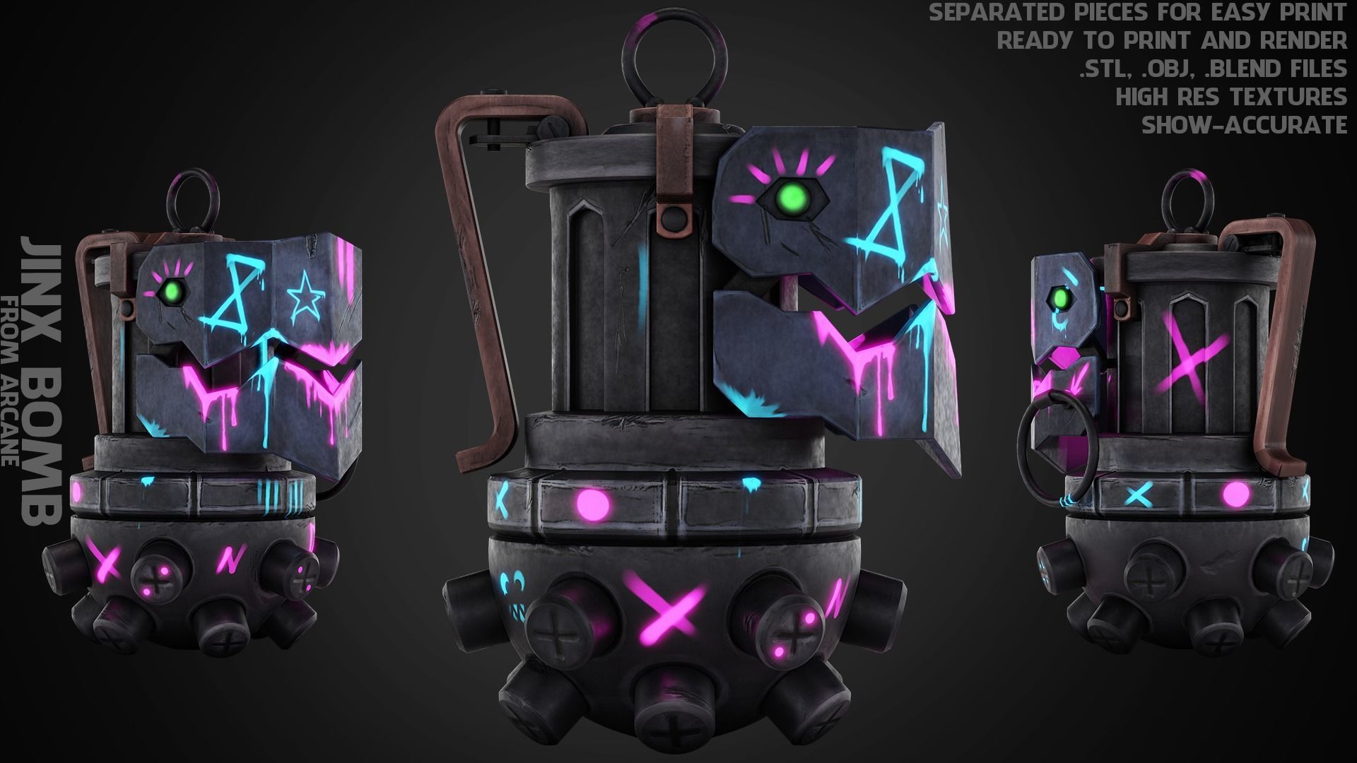 Arcane Jinx Bomb for Cosplay 3D model 3D printable | CGTrader