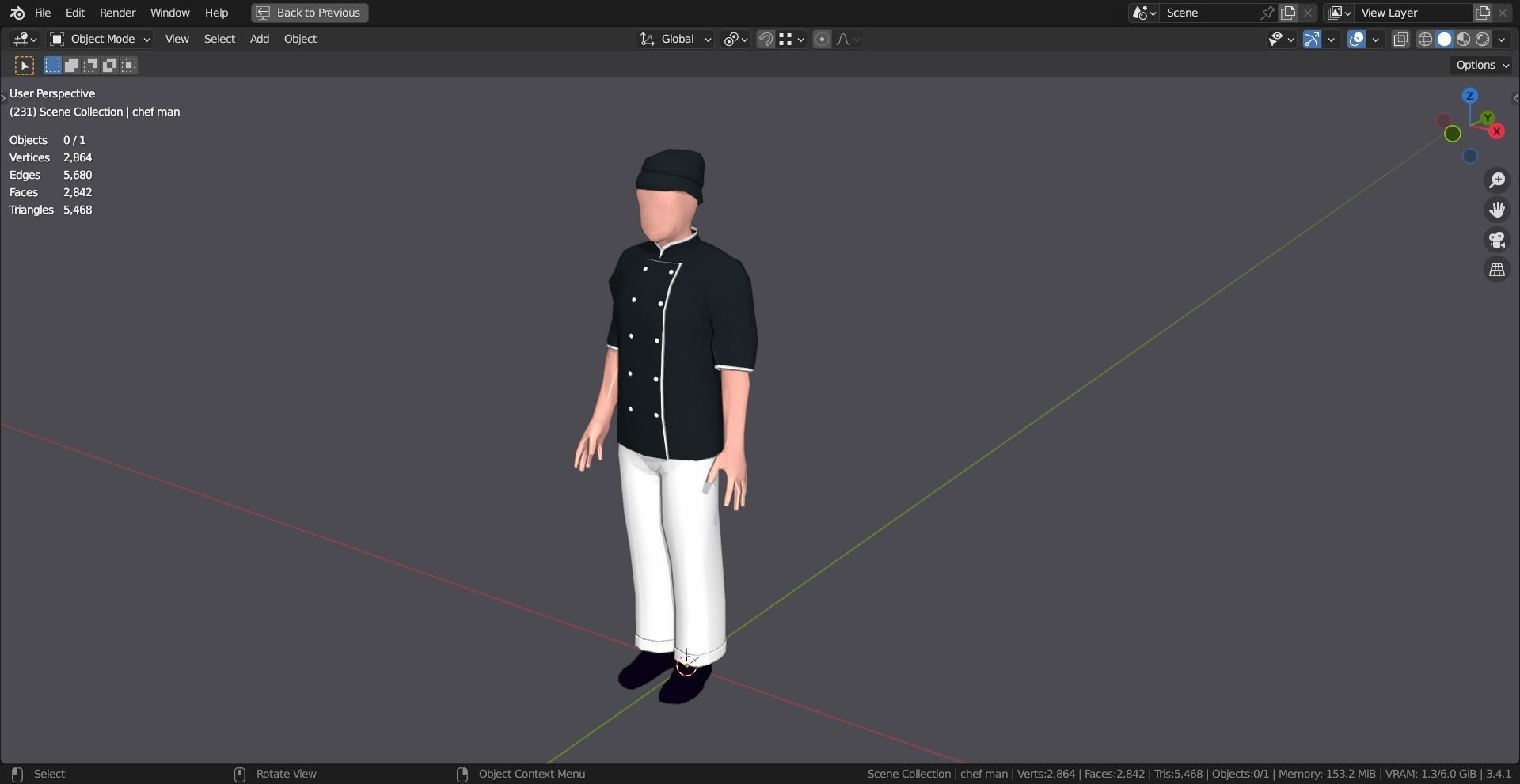 3D model CHEF MAN BASE MESH MODEL VR / AR / low-poly | CGTrader