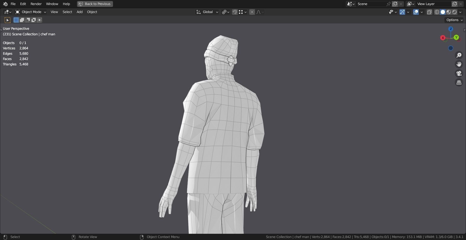 3D model CHEF MAN BASE MESH MODEL VR / AR / low-poly | CGTrader
