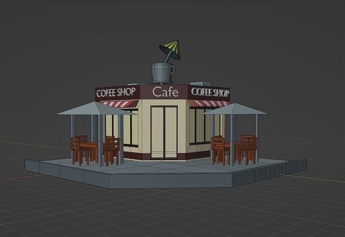 3D model 3D Coffee Shop Model VR / AR / low-poly | CGTrader