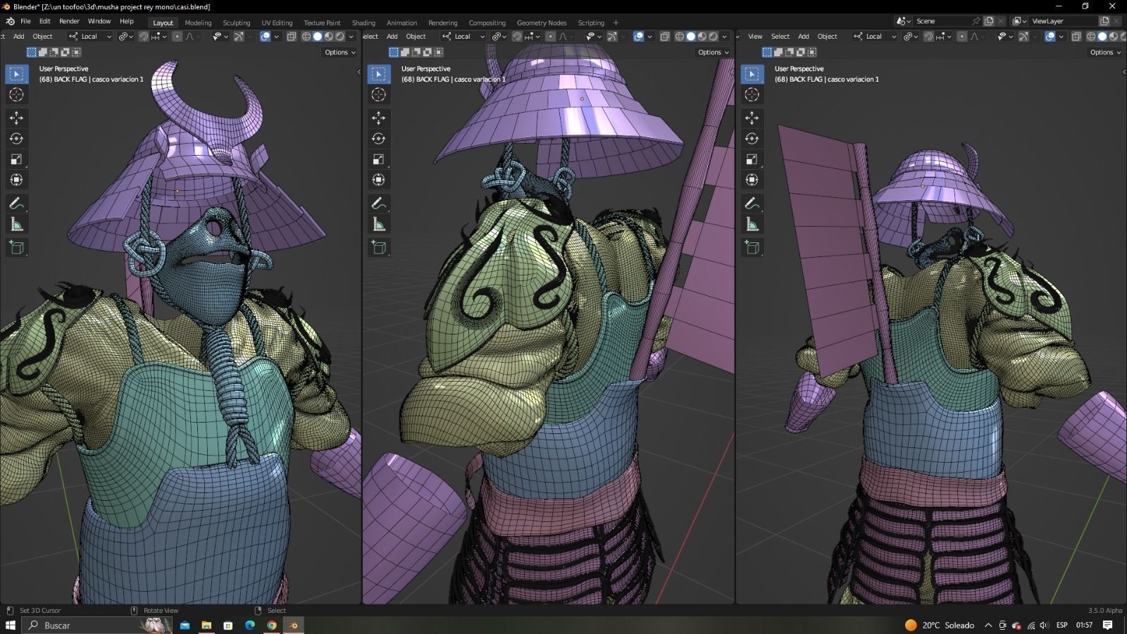 character samurai basic var 4 free 3D model | CGTrader