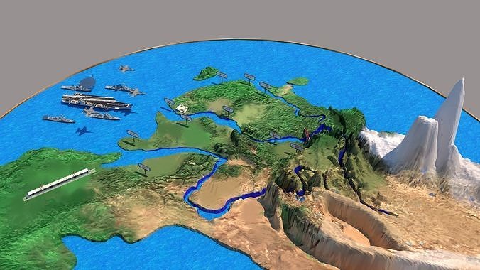 Chinese china Threetiered Terraces and Snow Mountain Desert 3D model ...