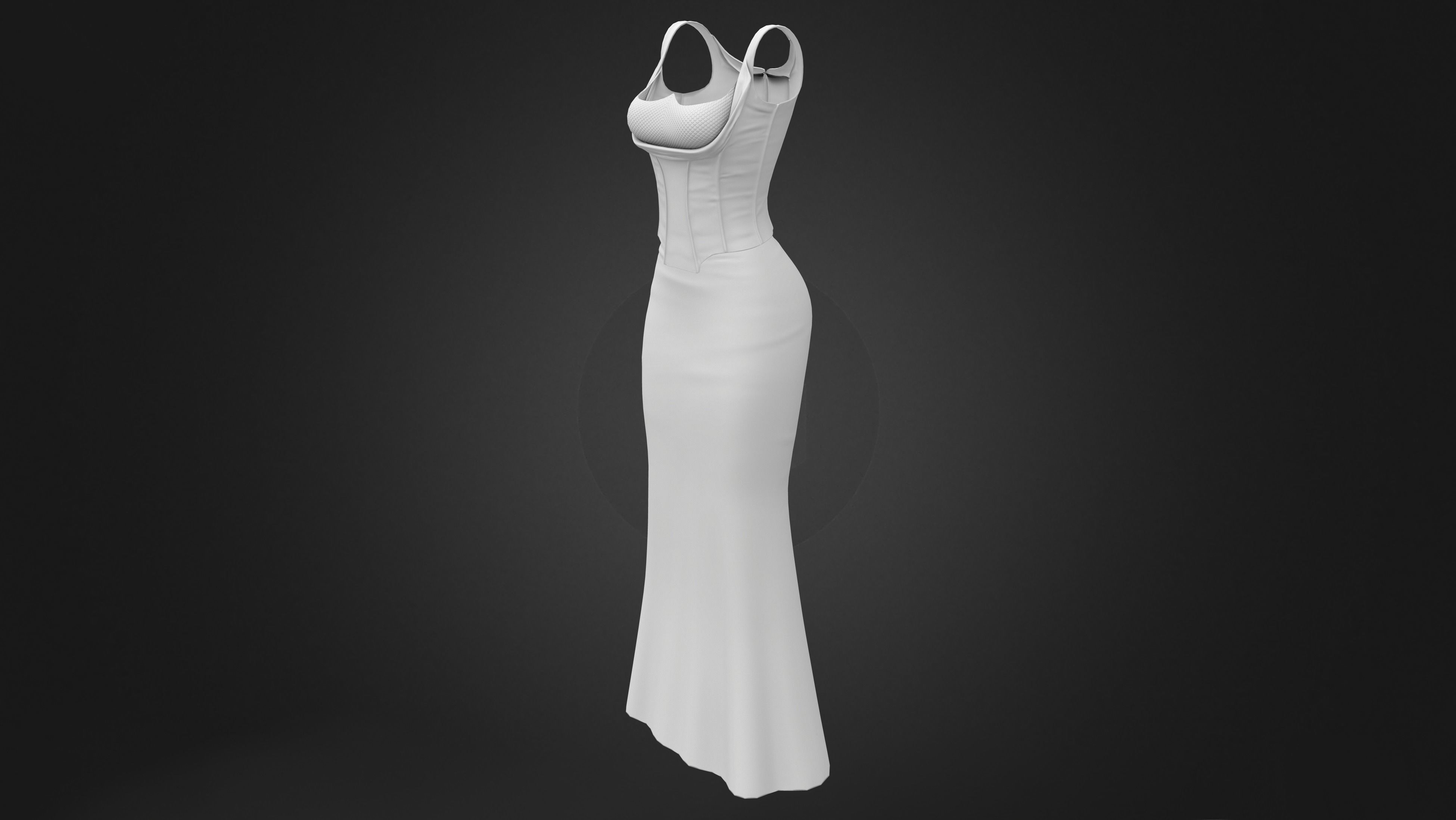 3D model Red Corseted Bodice Skirt Dress VR / AR / low-poly | CGTrader