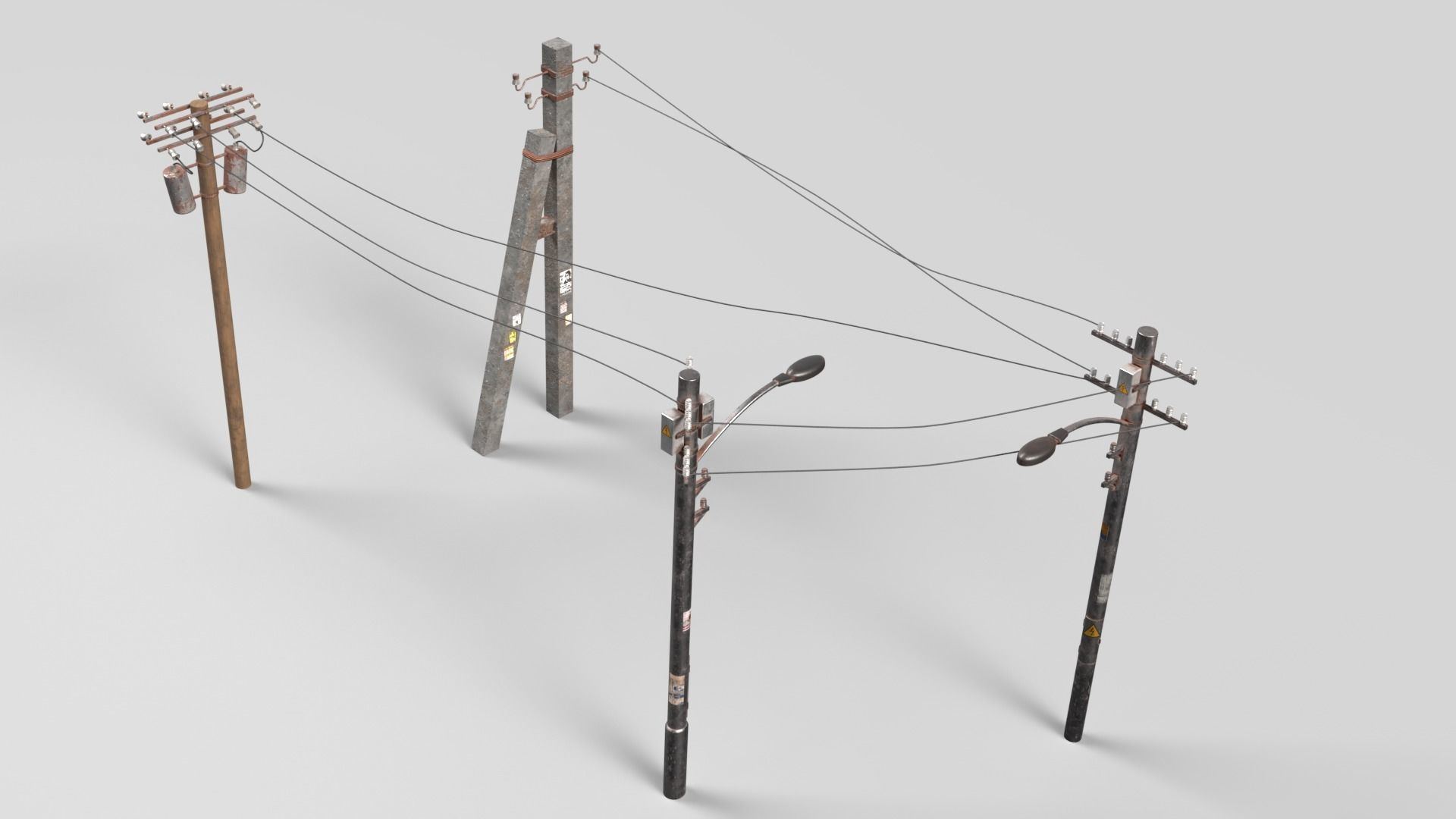 3D model Utility poles collection VR / AR / low-poly | CGTrader