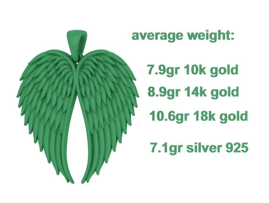 Angel Wings Printable Necklace 3dmodel 30mm length 3D model 3D ...