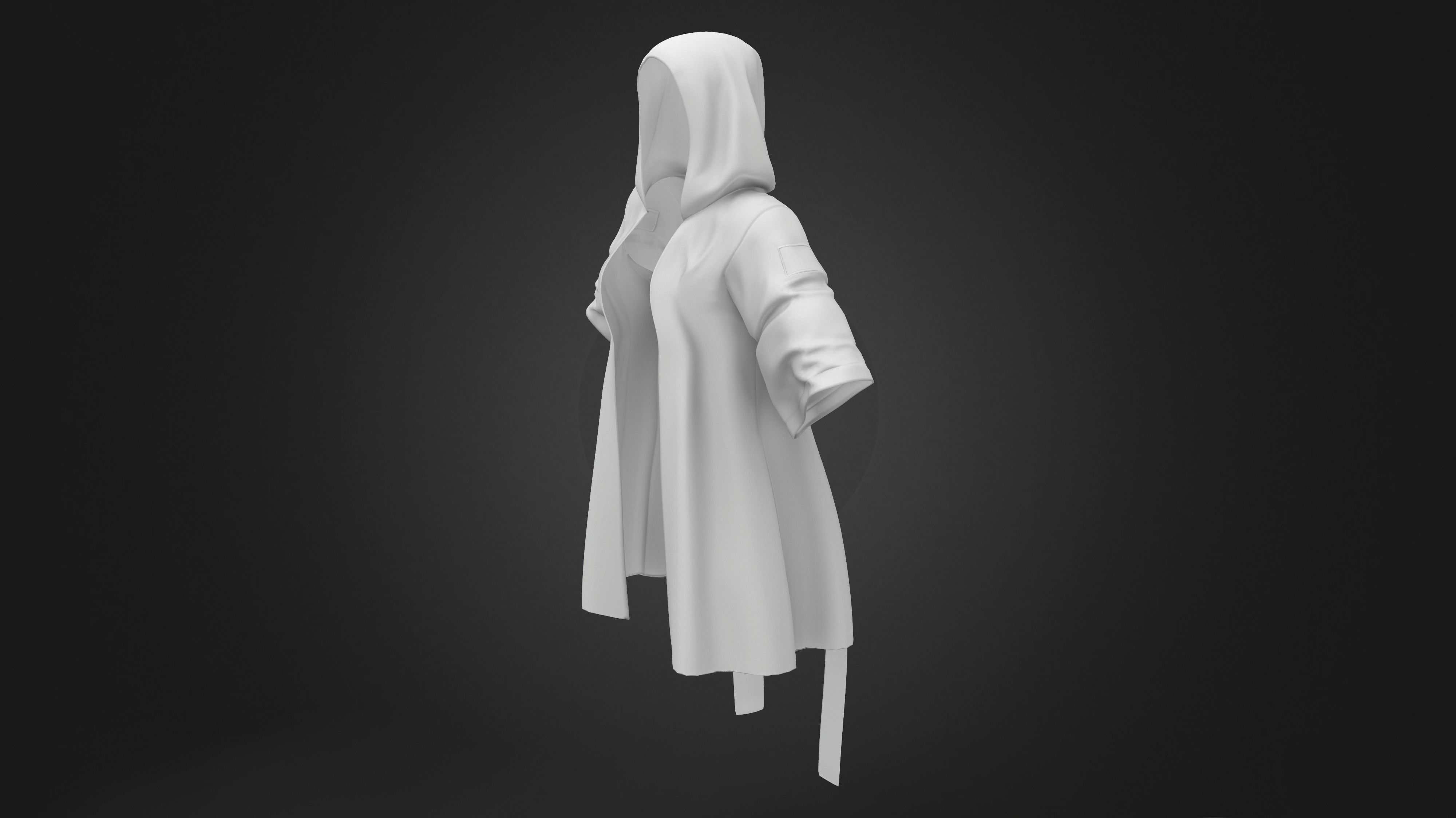 3D model Female Hooded Boxing Robe VR / AR / low-poly | CGTrader