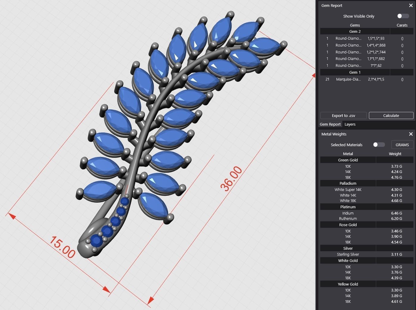 Palm Leaf Brooch 3D model 3D printable | CGTrader