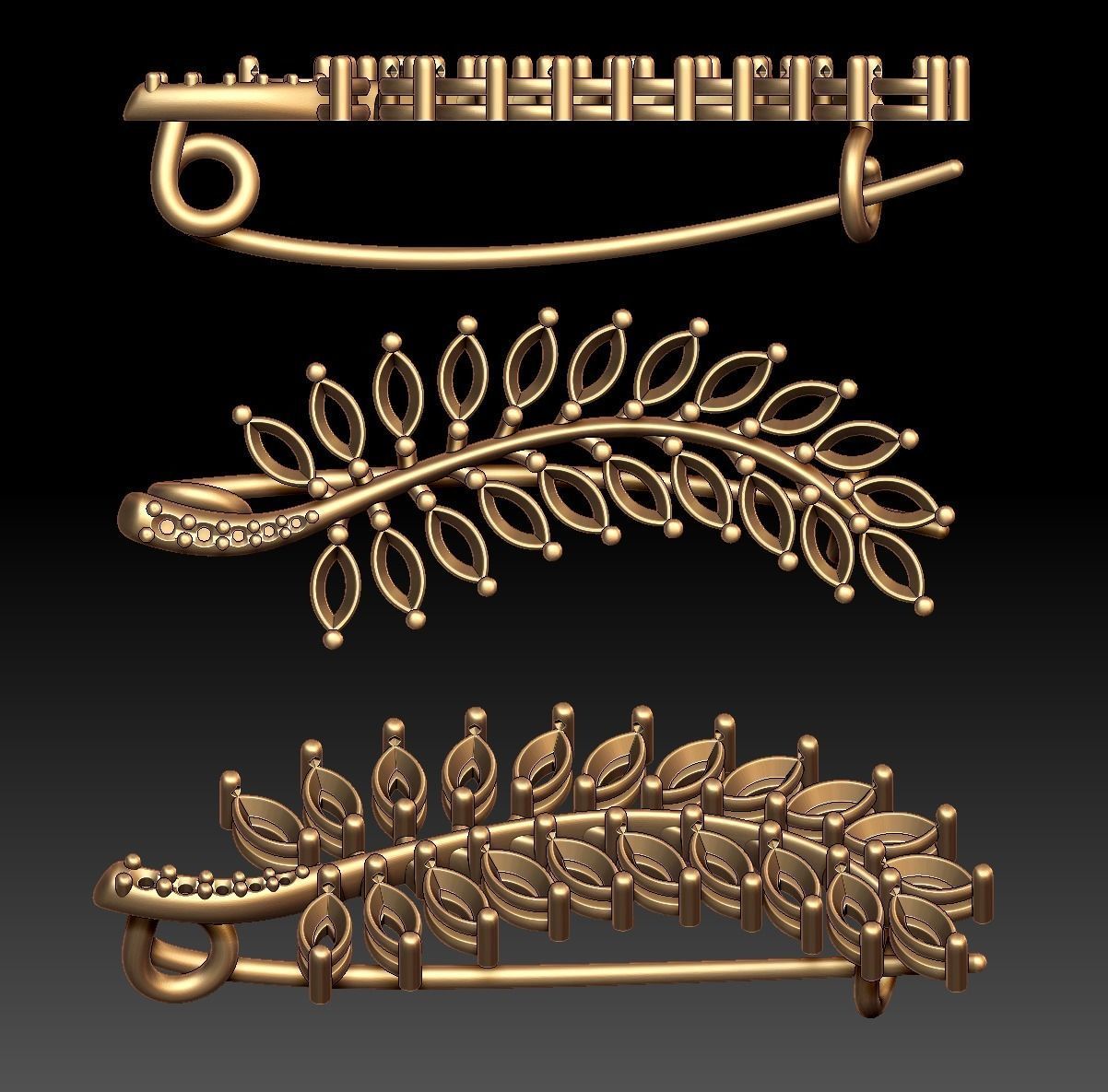 Palm Leaf Brooch 3D model 3D printable | CGTrader
