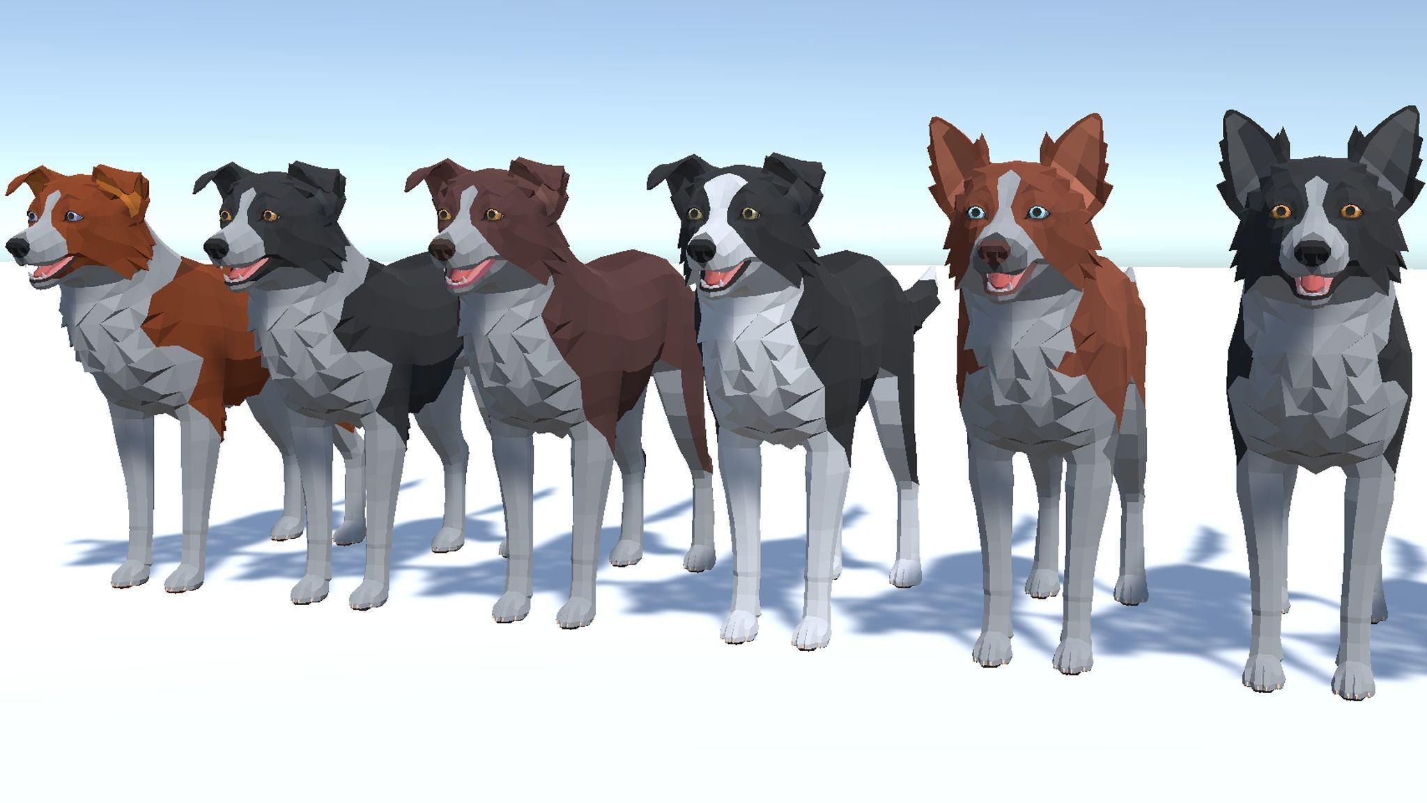 3D model LowPoly Dog - Border Collie VR / AR / low-poly rigged animated ...