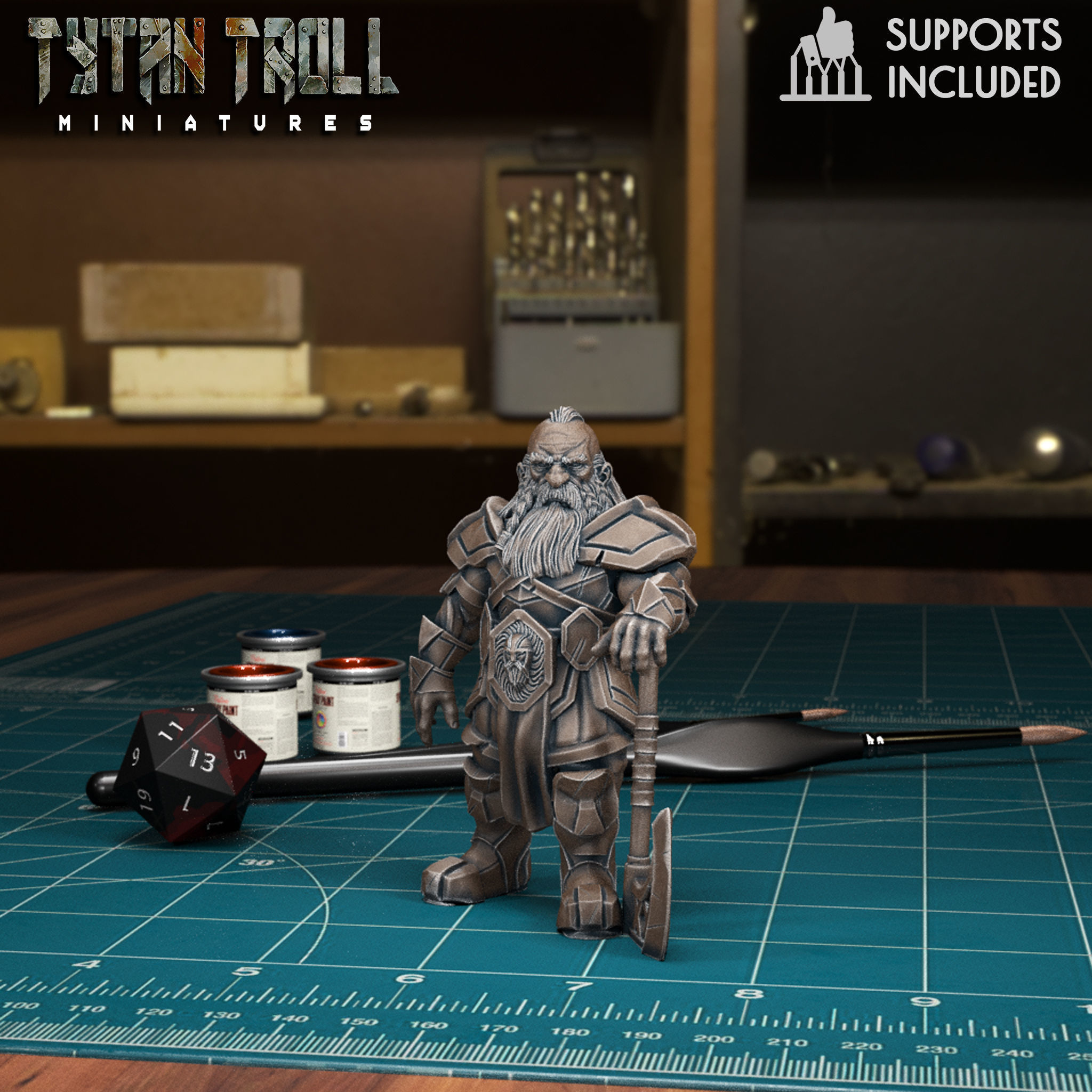 DND Heroes - Male Dwarf Fighter - Pre-Supported 3D model 3D printable ...