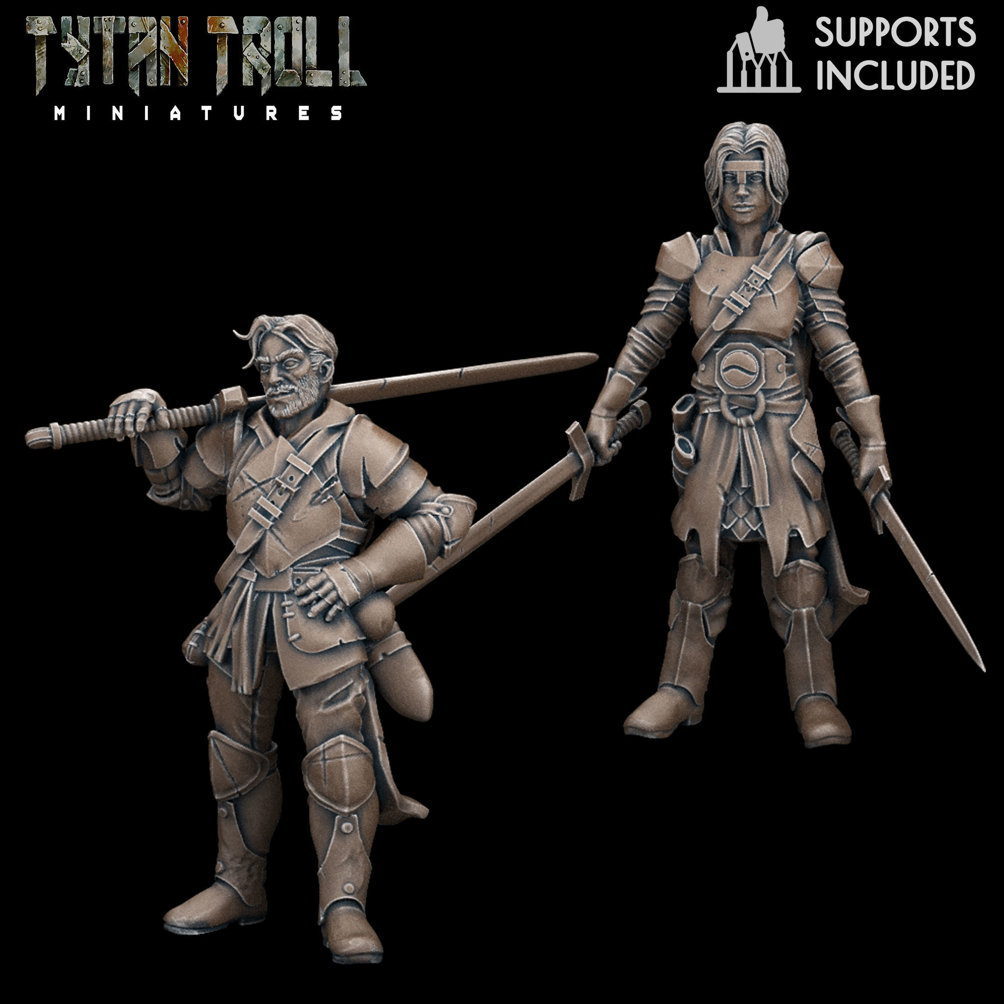 DND Heroes - Human Fighters - Pre-Supported 3D model 3D printable ...