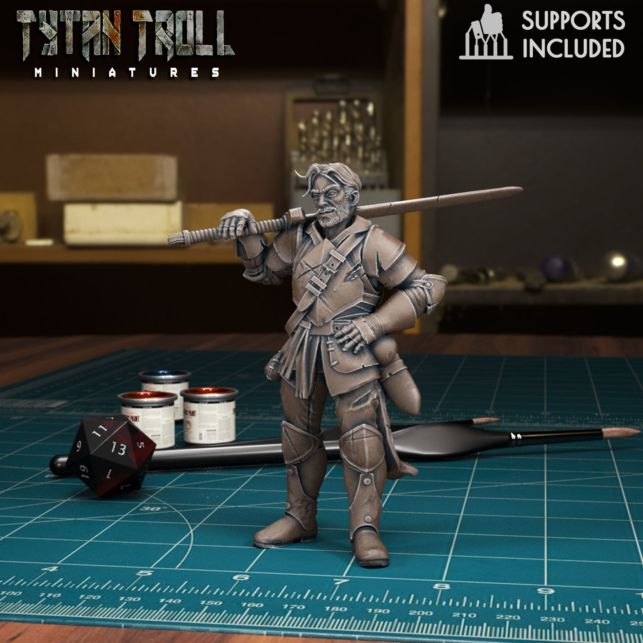 DND Heroes - Human Fighters - Pre-Supported 3D model 3D printable ...