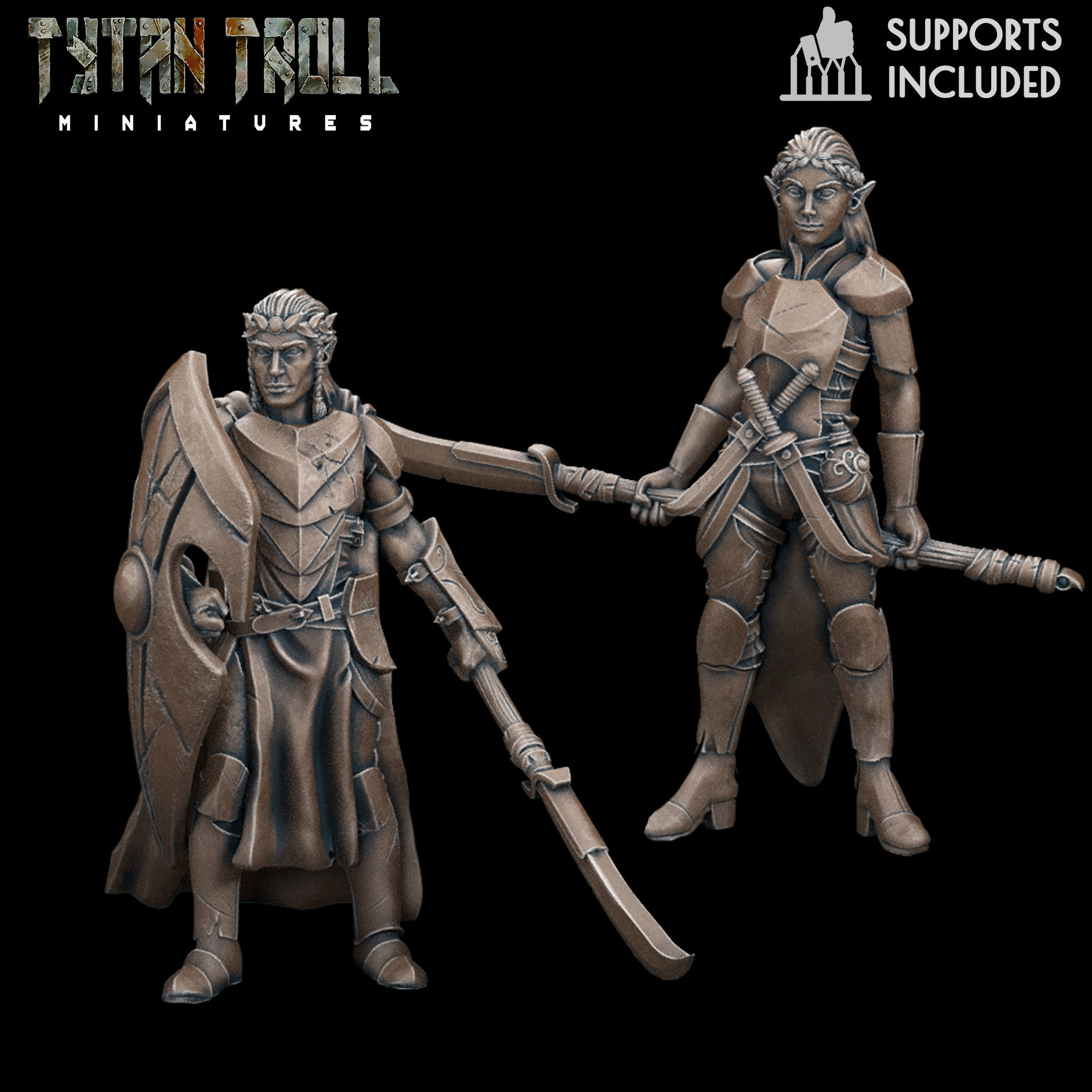 DND Heroes - Elf Fighters - Pre-Supported 3D model 3D printable | CGTrader
