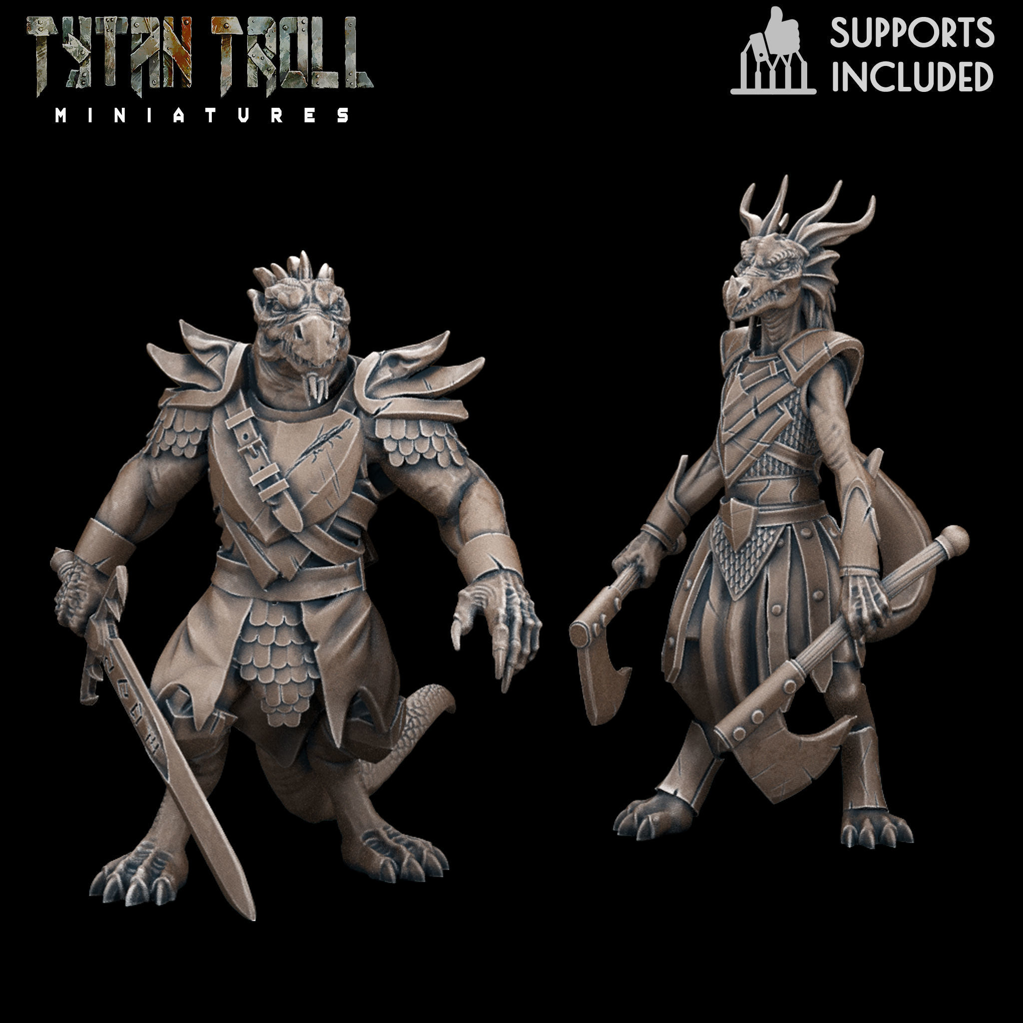 DND Heroes - Dragonborn Fighters - Pre-Supported 3D model 3D printable ...