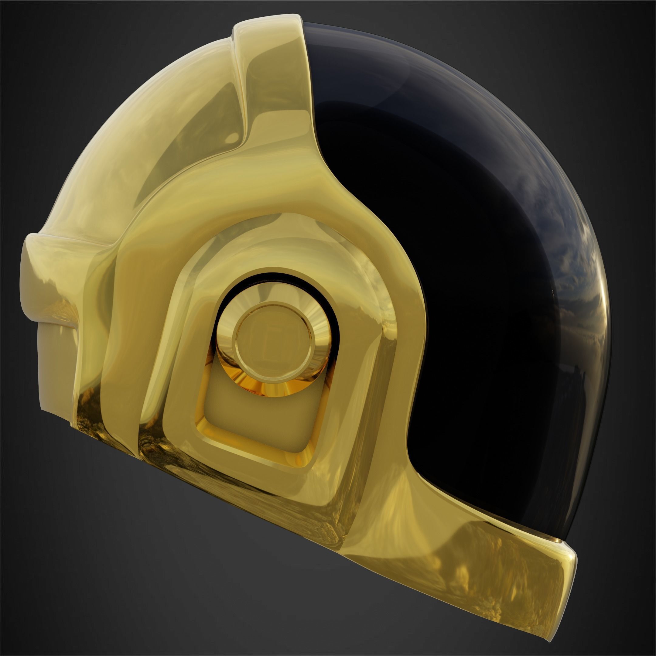 Daft Punk Guy-Manuel Gold Helmet 3D model 3D printable | CGTrader