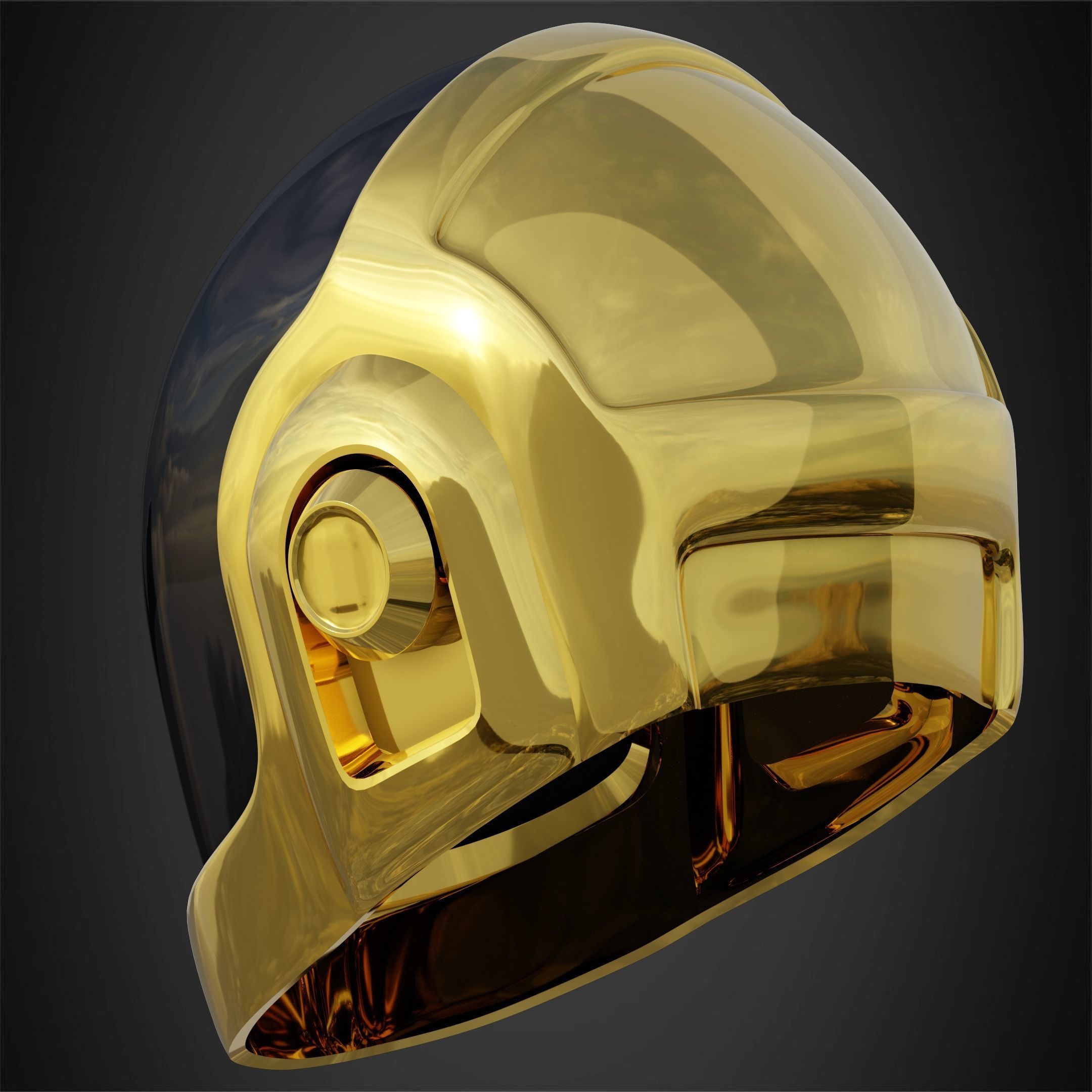 Daft Punk Guy-Manuel Gold Helmet 3D model 3D printable | CGTrader