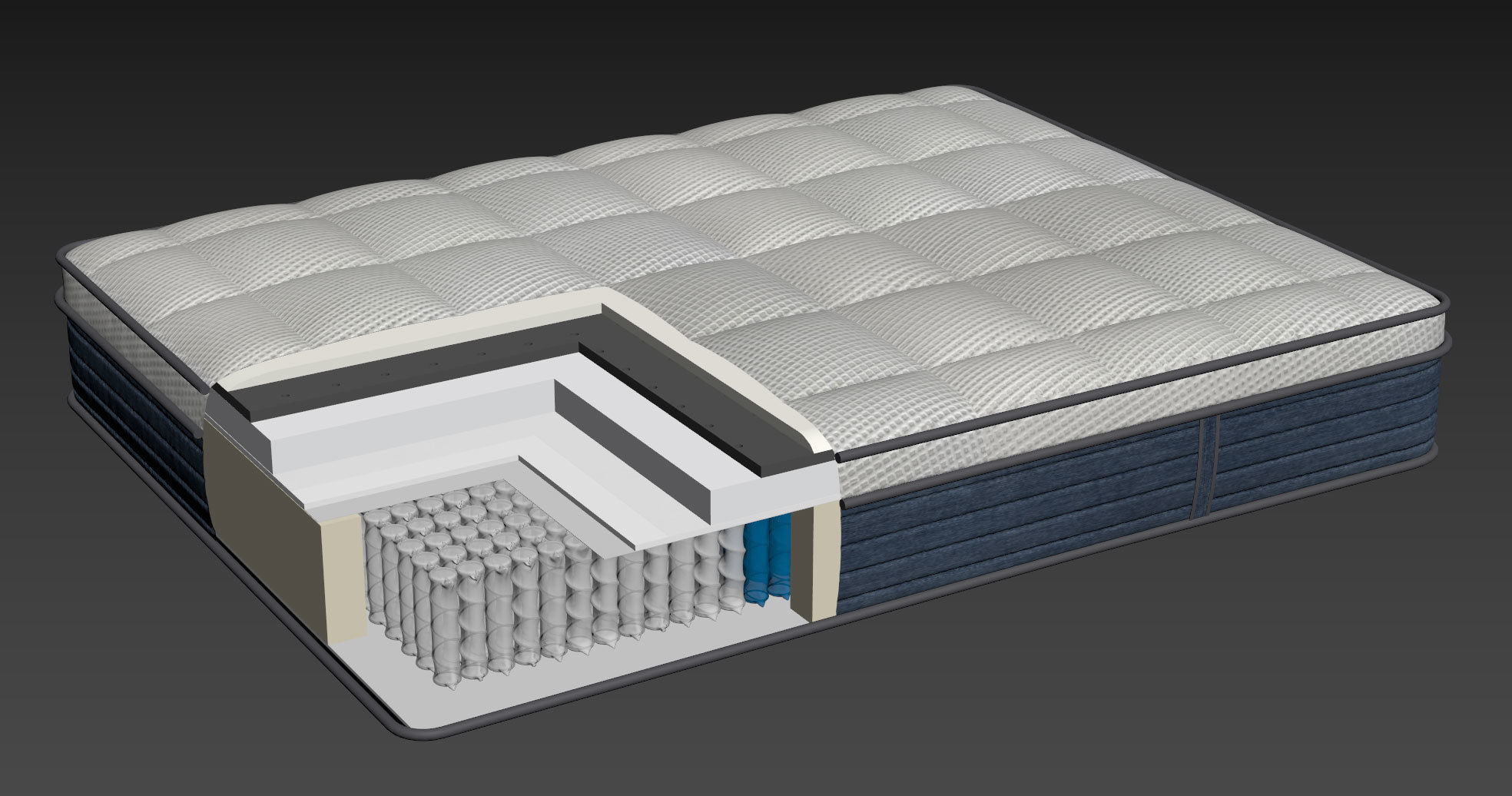 Mattress cross section view model 3D model | CGTrader