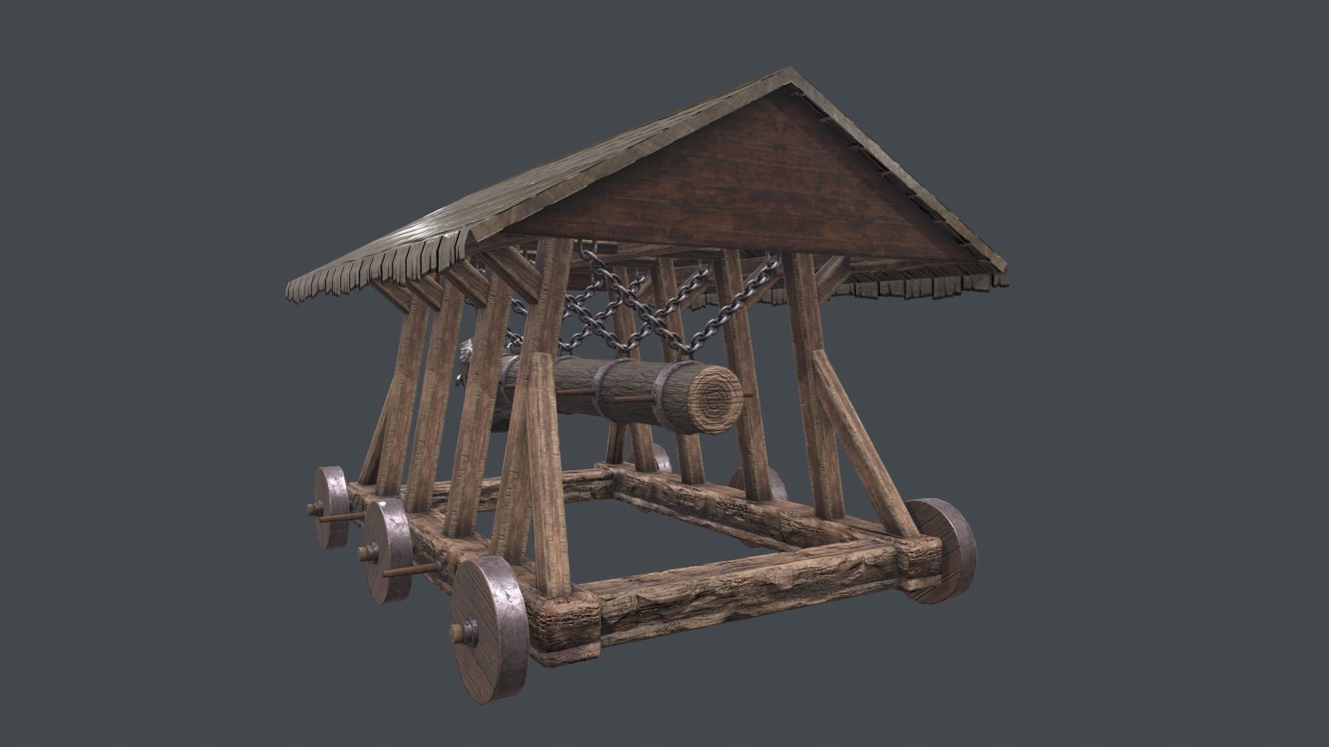 3D model 3D Medieval battering ram low poly model VR / AR / low-poly ...