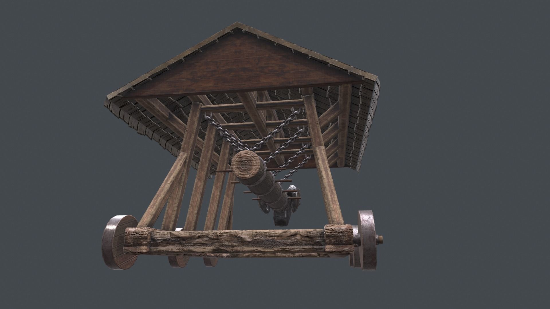 3D model 3D Medieval battering ram low poly model VR / AR / low-poly ...
