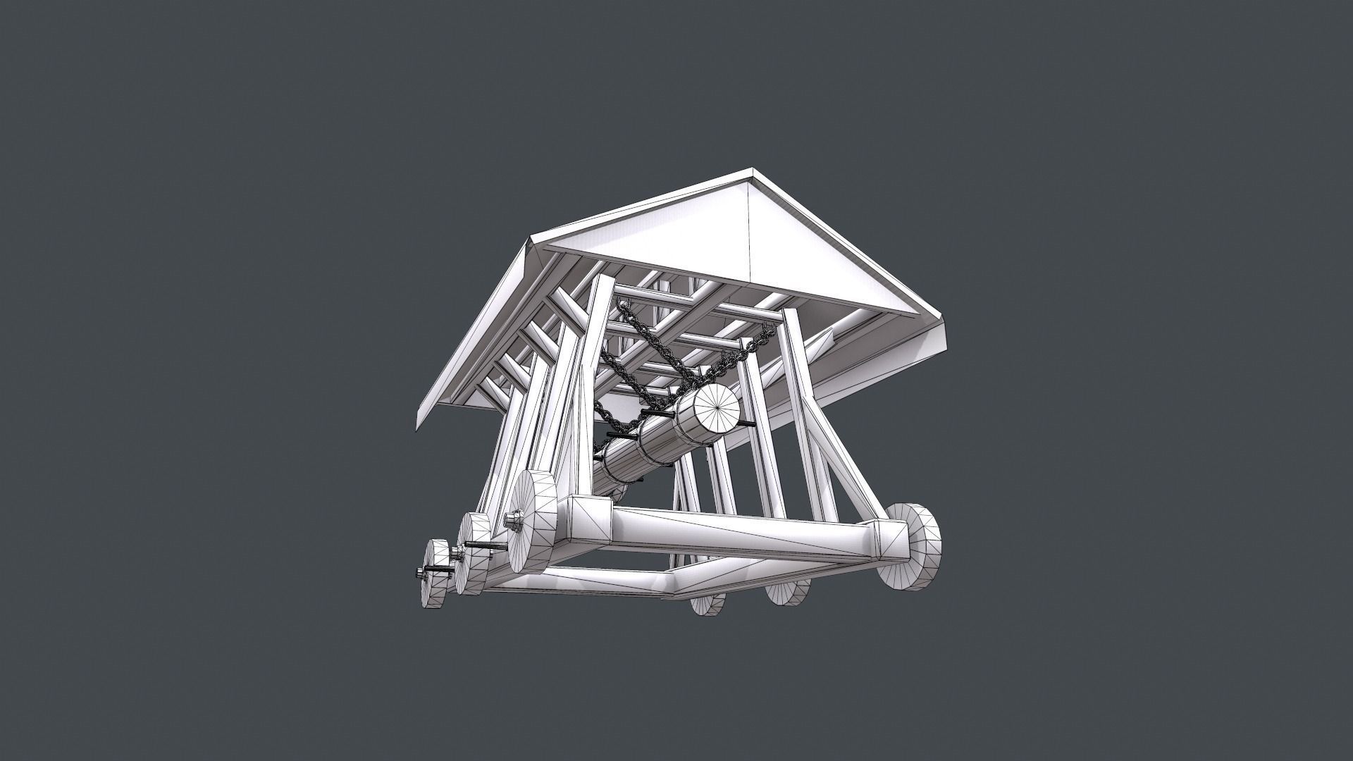 3D model 3D Medieval battering ram low poly model VR / AR / low-poly ...