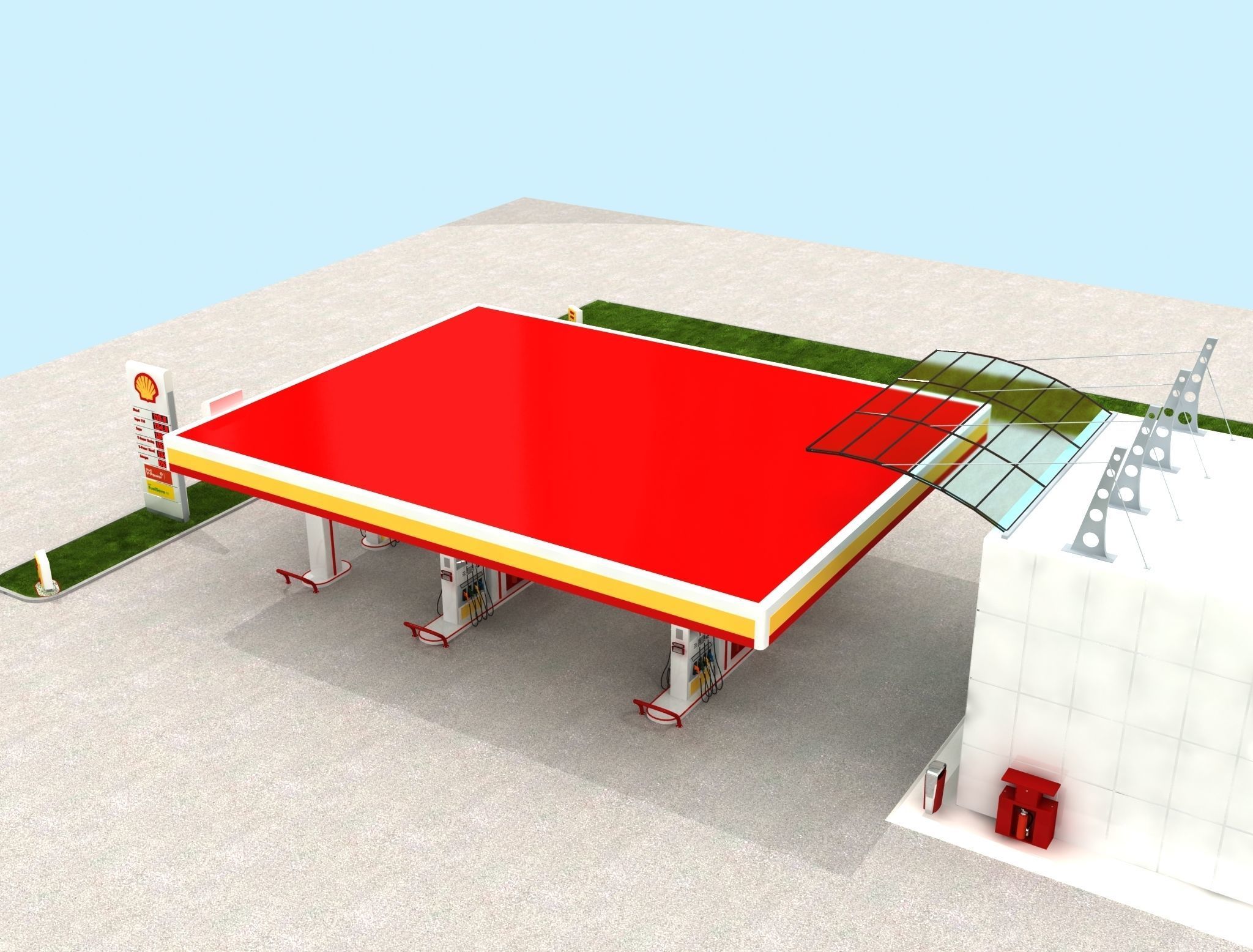 High Detail Gas Petrol Station - Shell 3D model | CGTrader